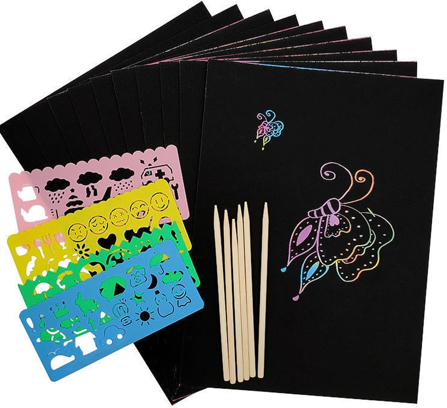 70 PCS Scratch Paper Art, Rainbow Magic Scratch Off Art Crafts Set ...