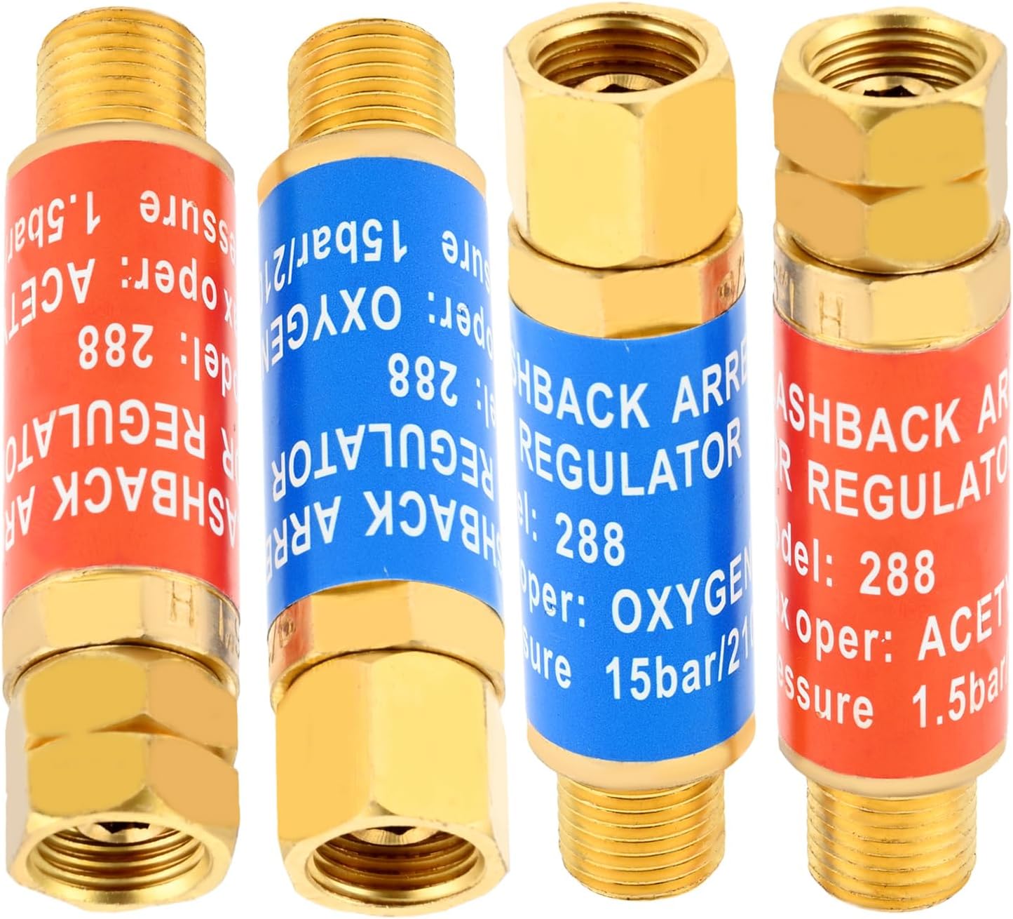Mtsooning 4PCS Oxygen Acetylene Flashback Arrestors Set Regulator End ...