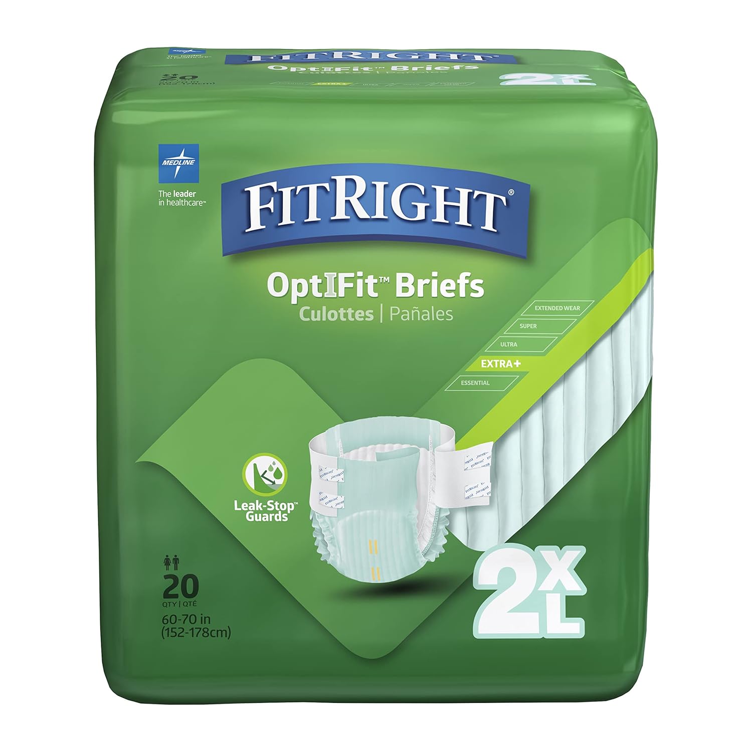 FitRight Plus Adult Briefs with Tabs, Moderate Absorbency, XX-Large, 60 ...