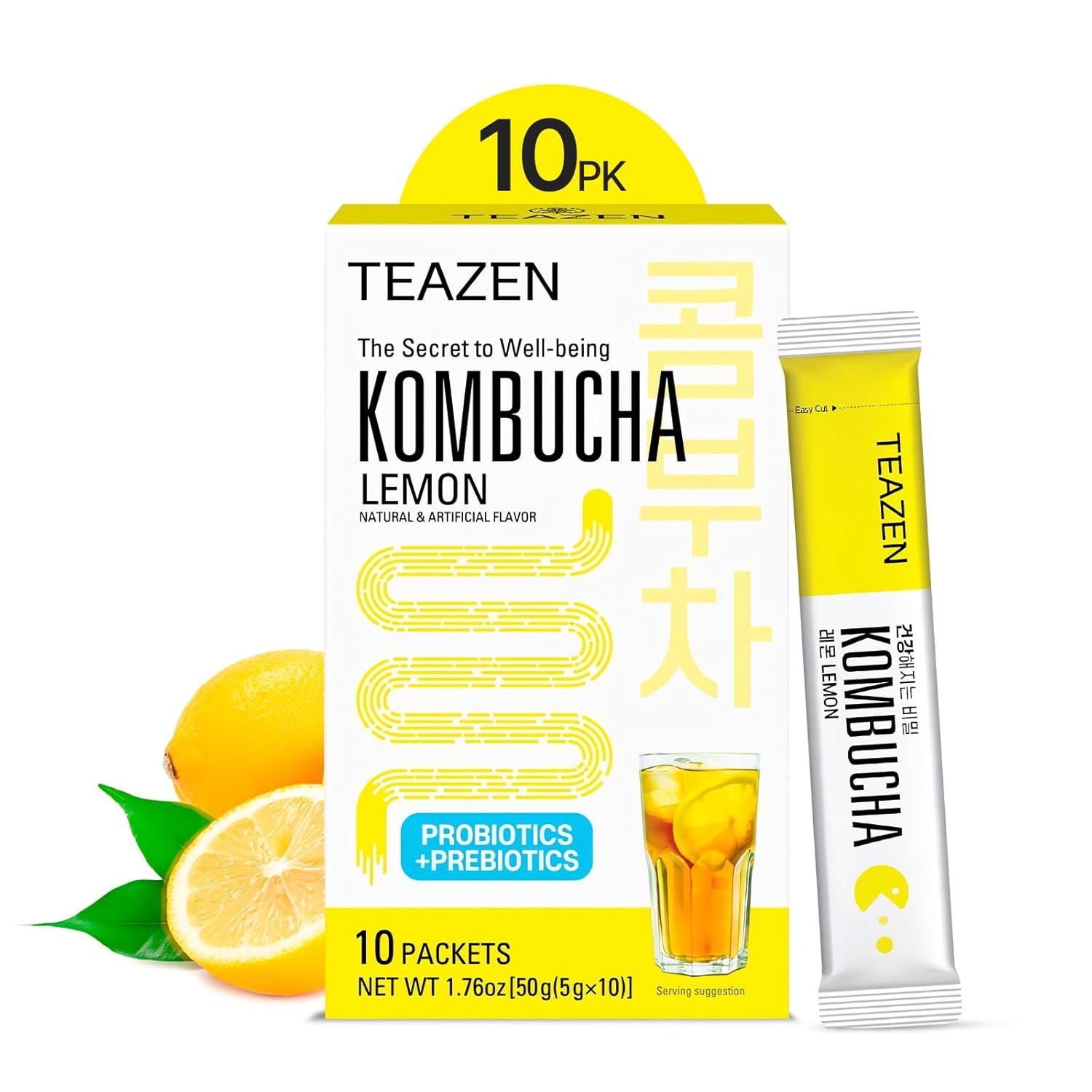Amazon.com: TEAZEN Lemon Kombucha Tea, Hydration Drink Mix, Sugar Free ...