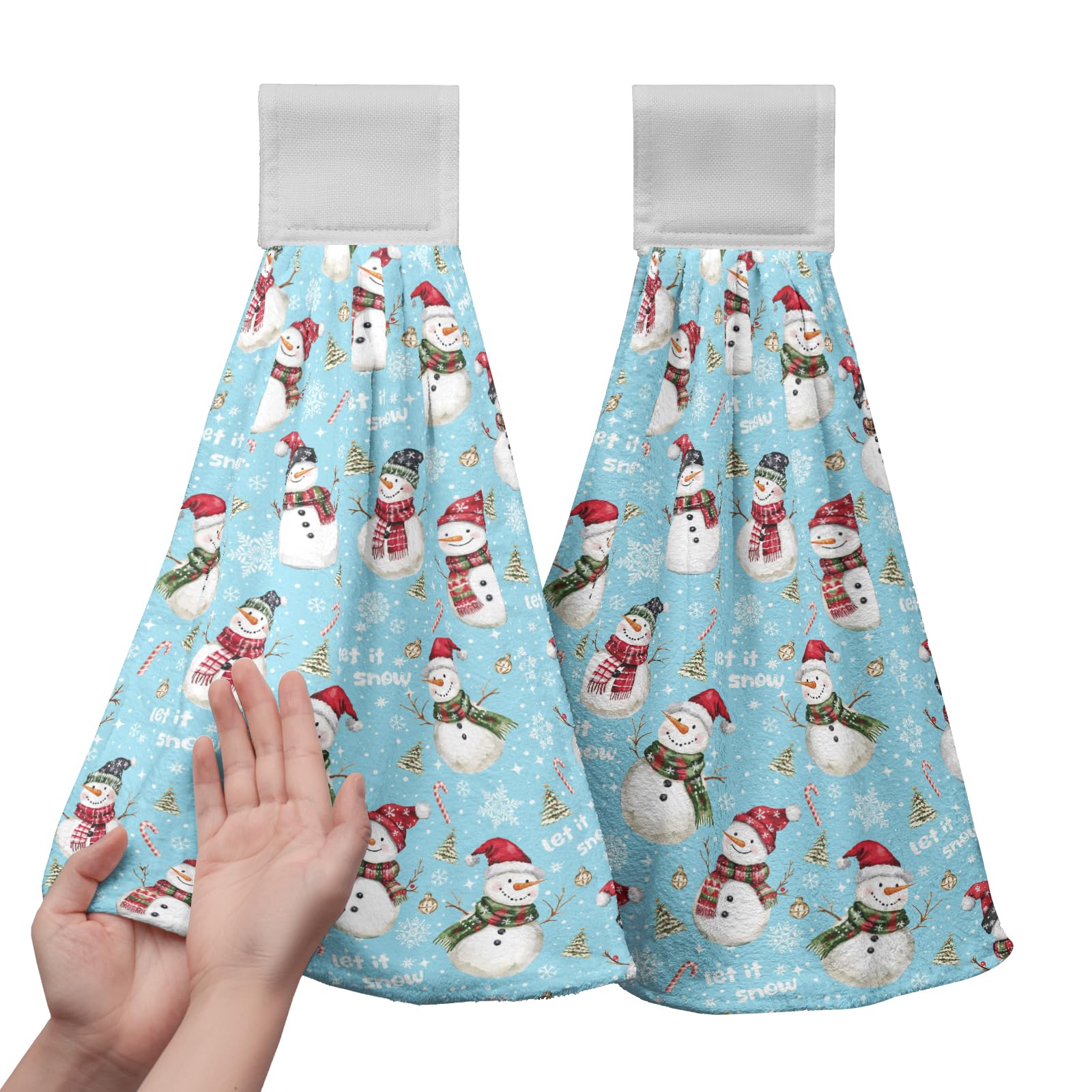 Amazon.com: Christmas Winter Snowman Hanging Hand Towels Set of 2 Let ...