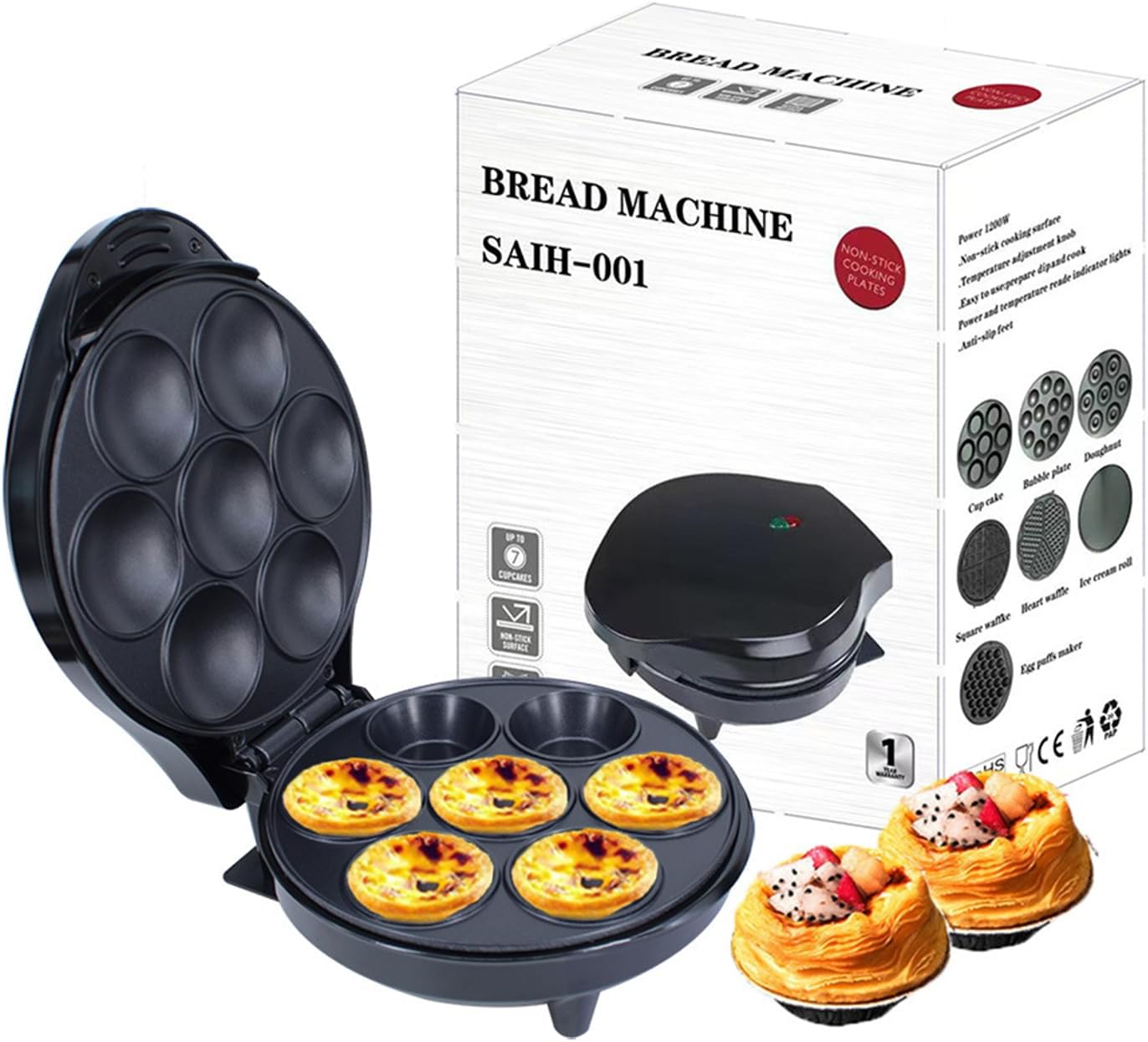 Amazon.com: Generic Cupcake Maker Machine Non-Stick Cupcake Maker ...