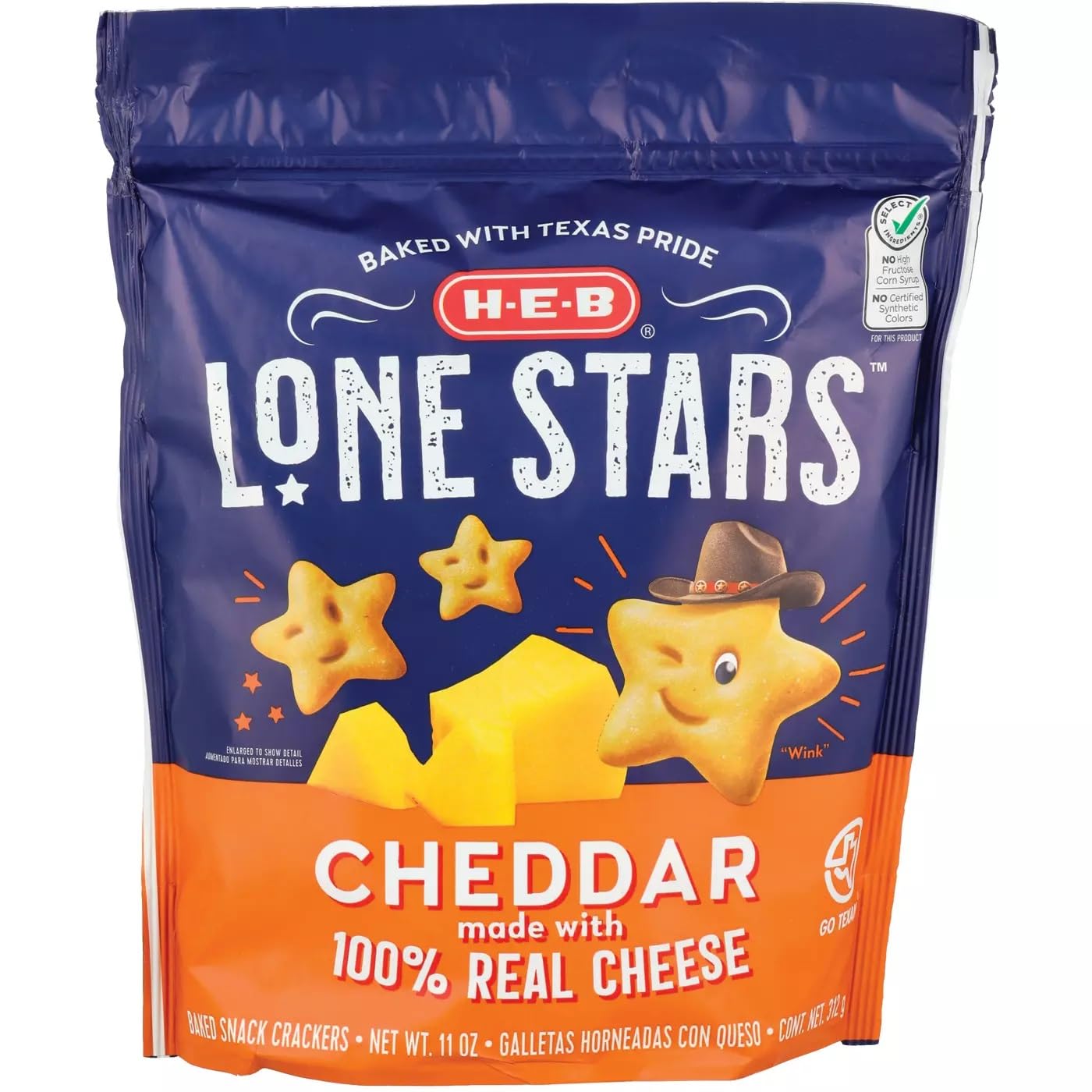Amazon.com: HEB Lone Stars Baked Cheddar Puffed Cracker Snack, 11 oz