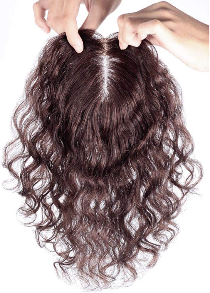 Yanamy Curly Real Human Hair Crown Toppers for Women, 3"x4" Mono Hair ...