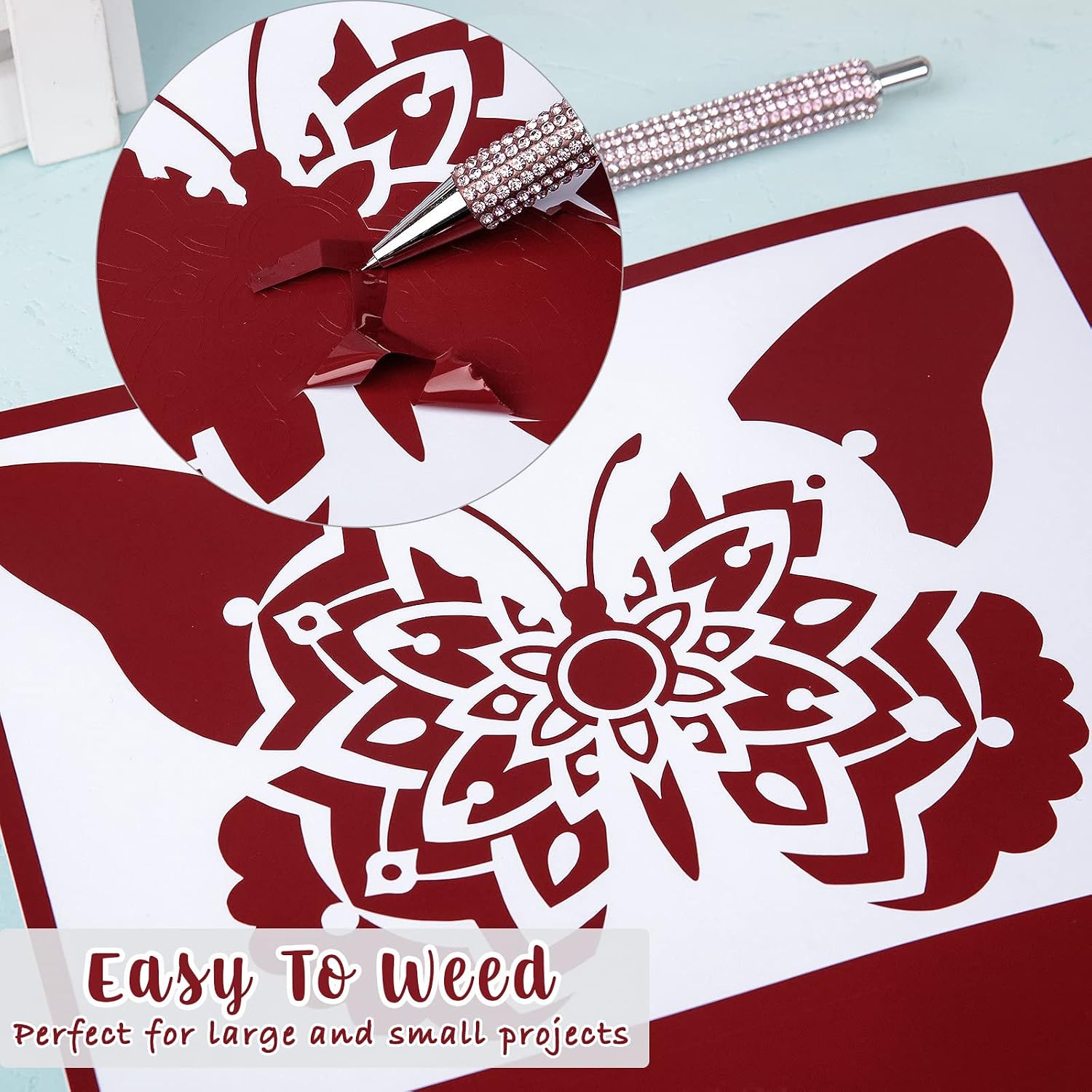 VINYL FROG Rollo de vinilo adhesivo permanente rojo vino mate, 12 x 10 ...