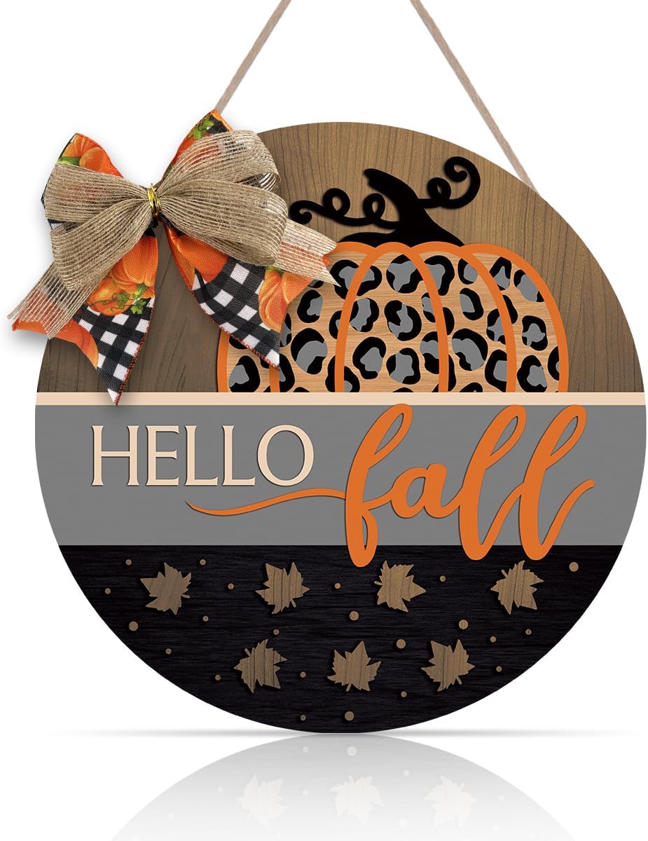 Amazon.com: OLMIXA Hello Fall with Bow Wooden Sign (12x12 inch ...