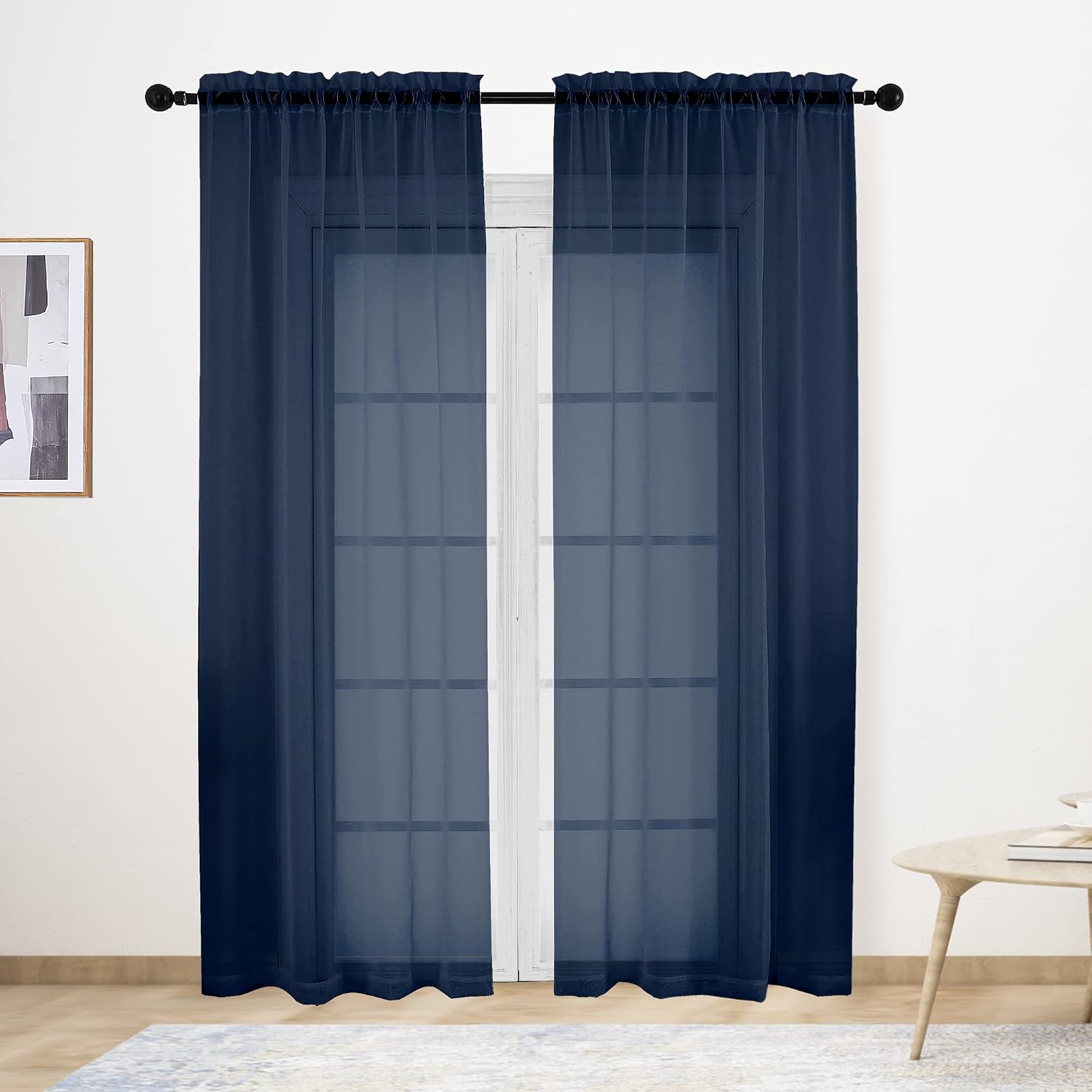 Amazon.com: Lecloud Sheer Curtain Panels Set 84" Inches Long, Solid ...