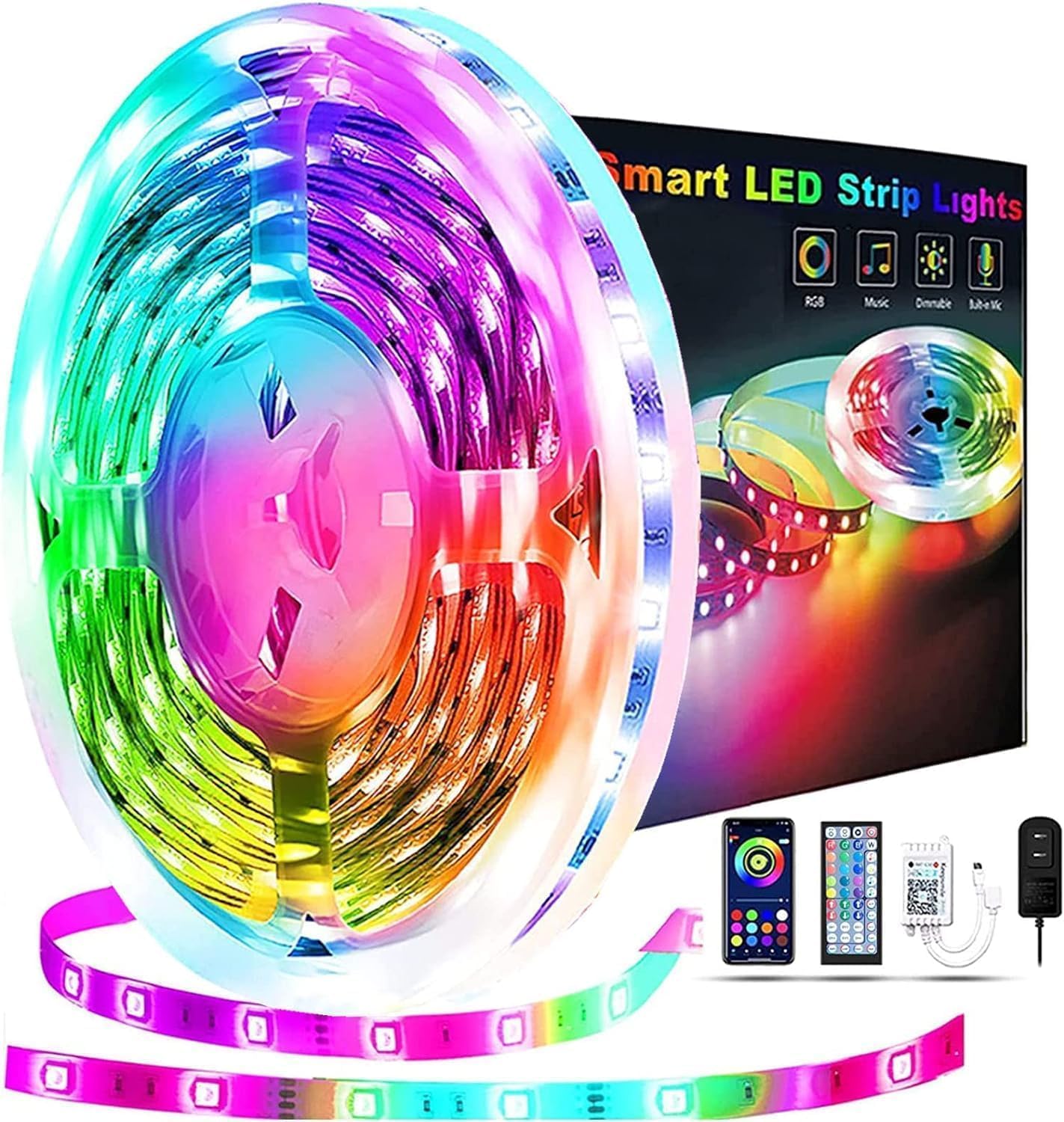 Amazon.com: TJOY 100ft Bluetooth LED Strip Lights, Music Sync LED ...