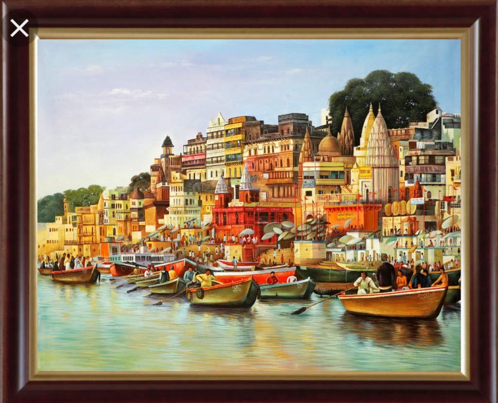 Kuldeep Fine Art Canvas Acrylic Paints Banaras Painting(Banaras_01 ...