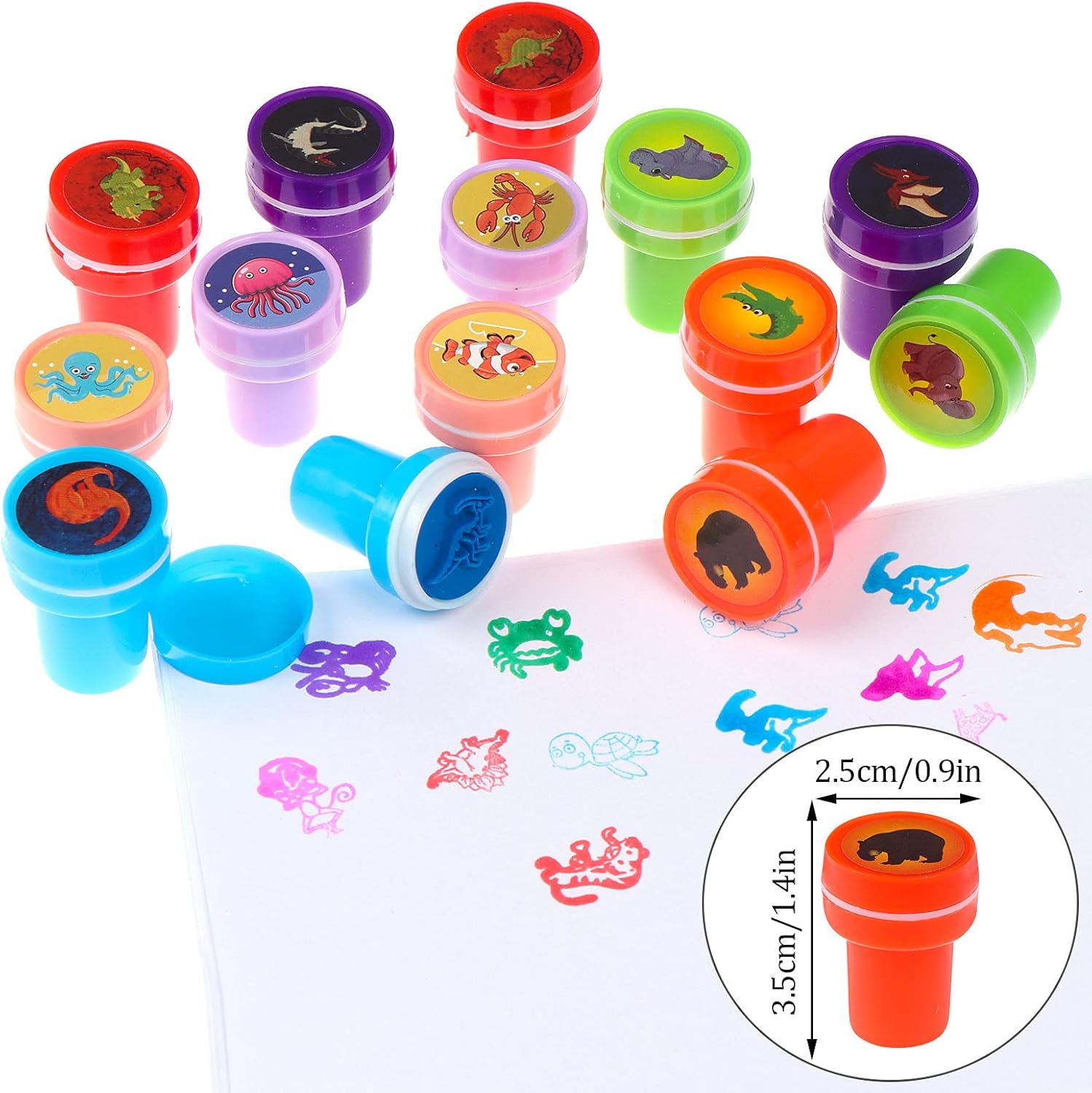 LotCow 30 Pieces Wild Animal Stamps for Kids Dinosaur World Sea Animals ...