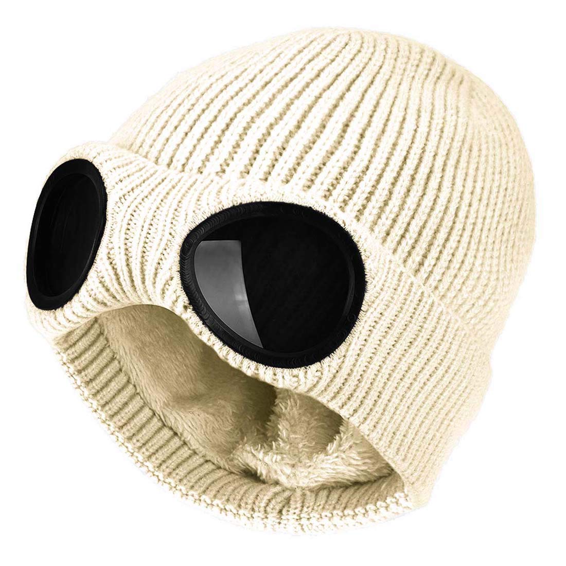 Belsen Unisex Goggle Knitted Beanie Hat Windproof Warm Winter Skull Cap ...