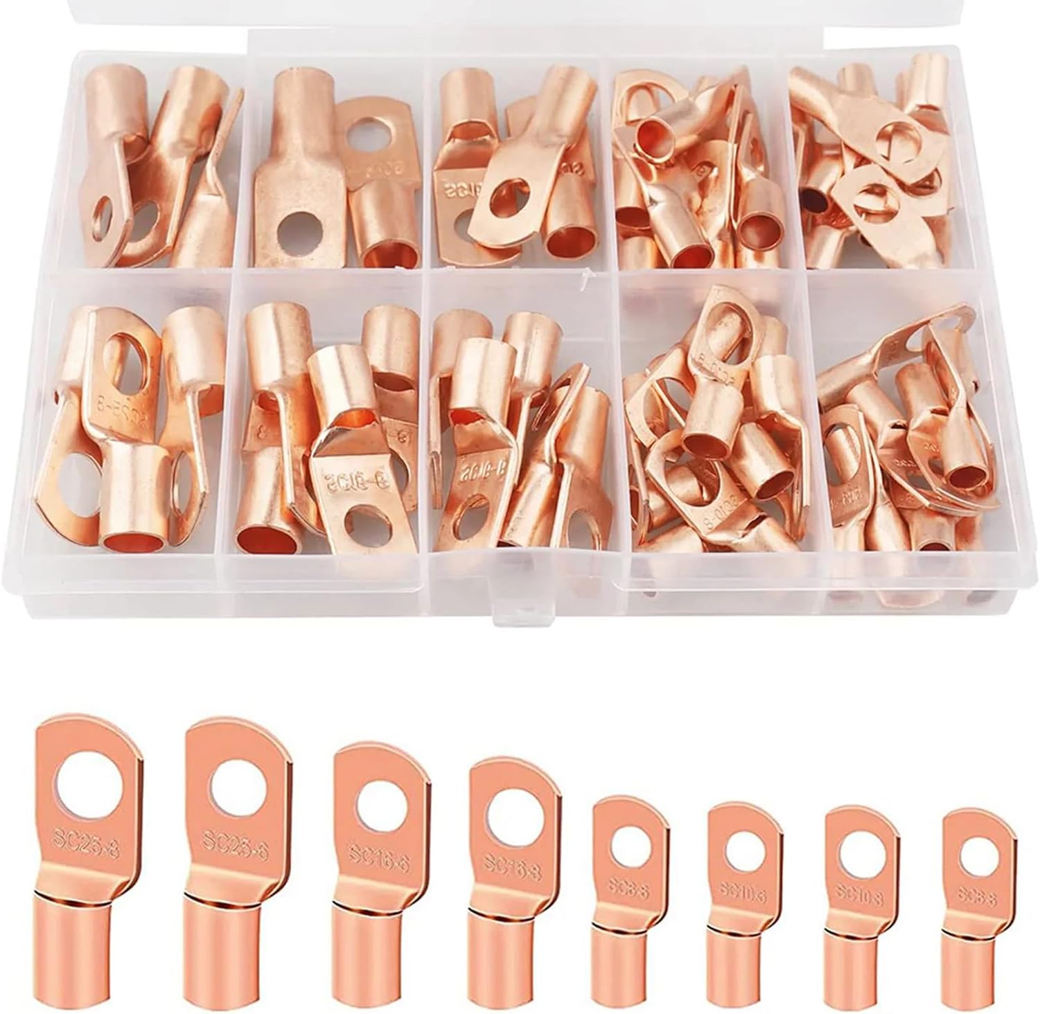 220PCS Tinned Battery Copper Cable Lugs Crimp Terminals Kits Wire ...