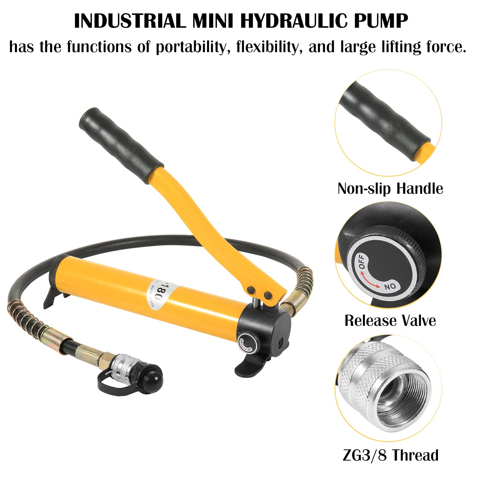 POWLAB 5T Low Profile Hydraulic Jack Power Kit , 0.24â€? Stroke Acting ...