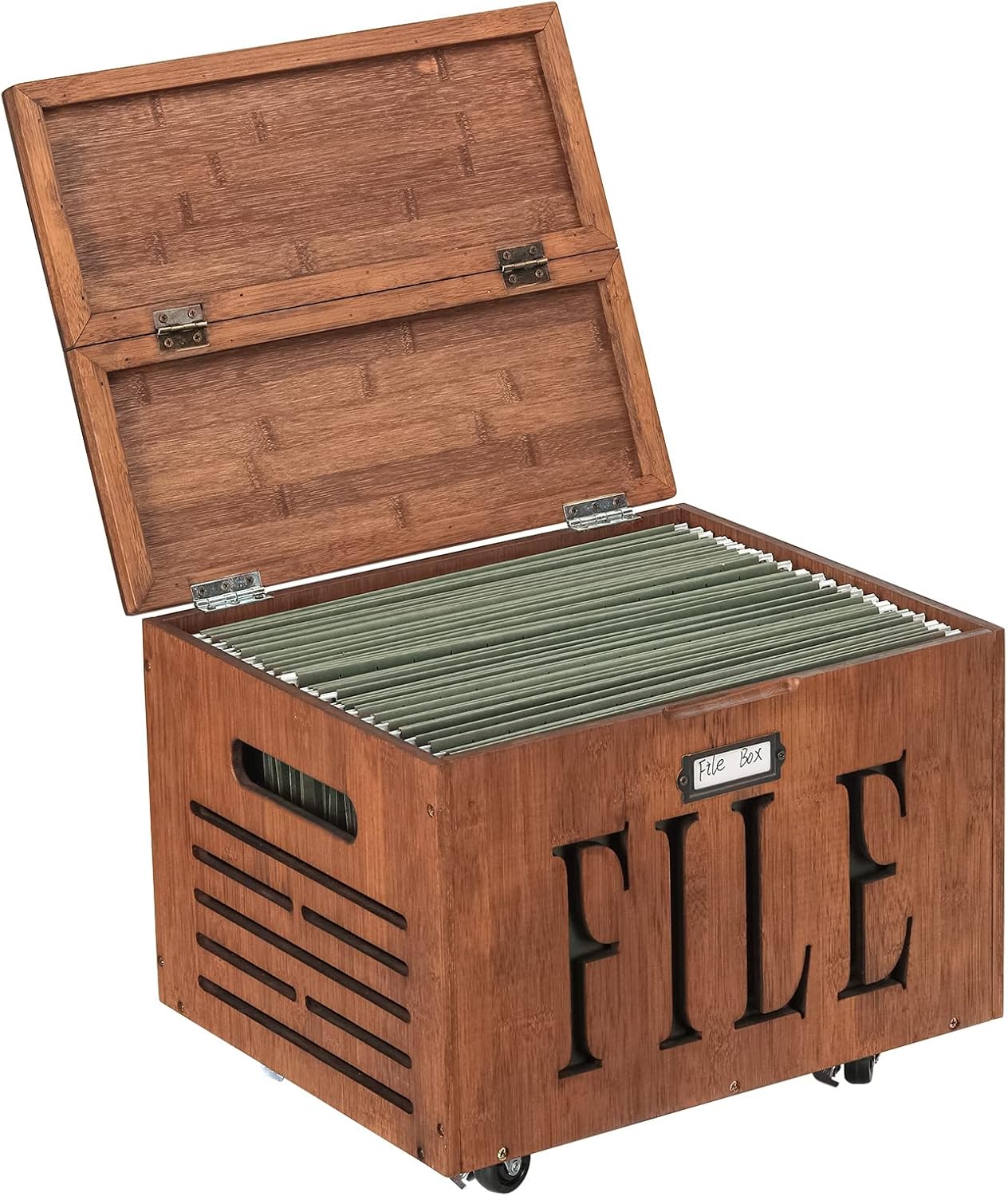 Amazon.com: TQVAI Bamboo File Cabinet with Wheels, Hanging Letter Legal ...