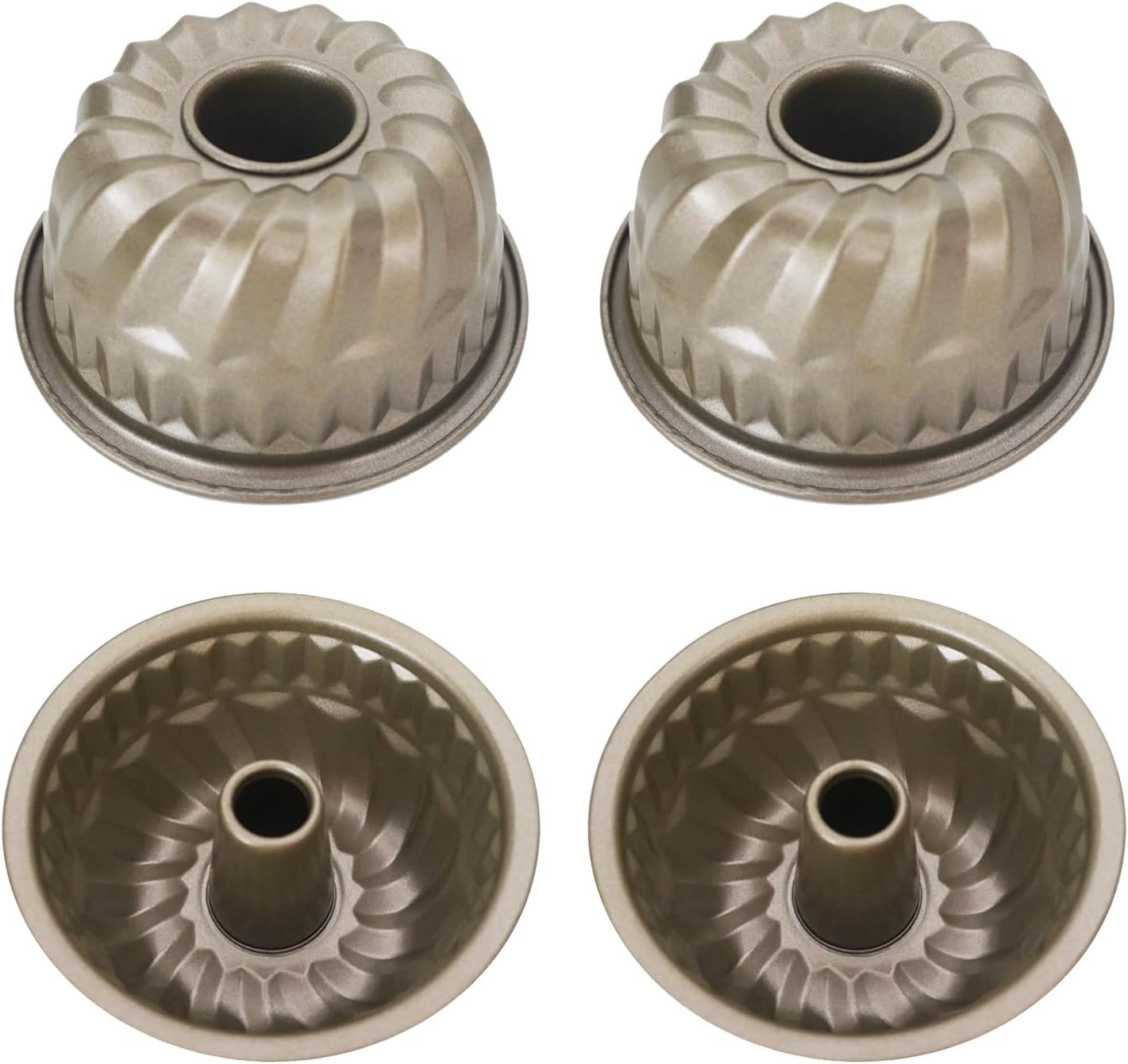 Amazon.com: Proshopping 4 Inch Fluted Cake Pan, 4Pcs Mini Bundt Cake ...