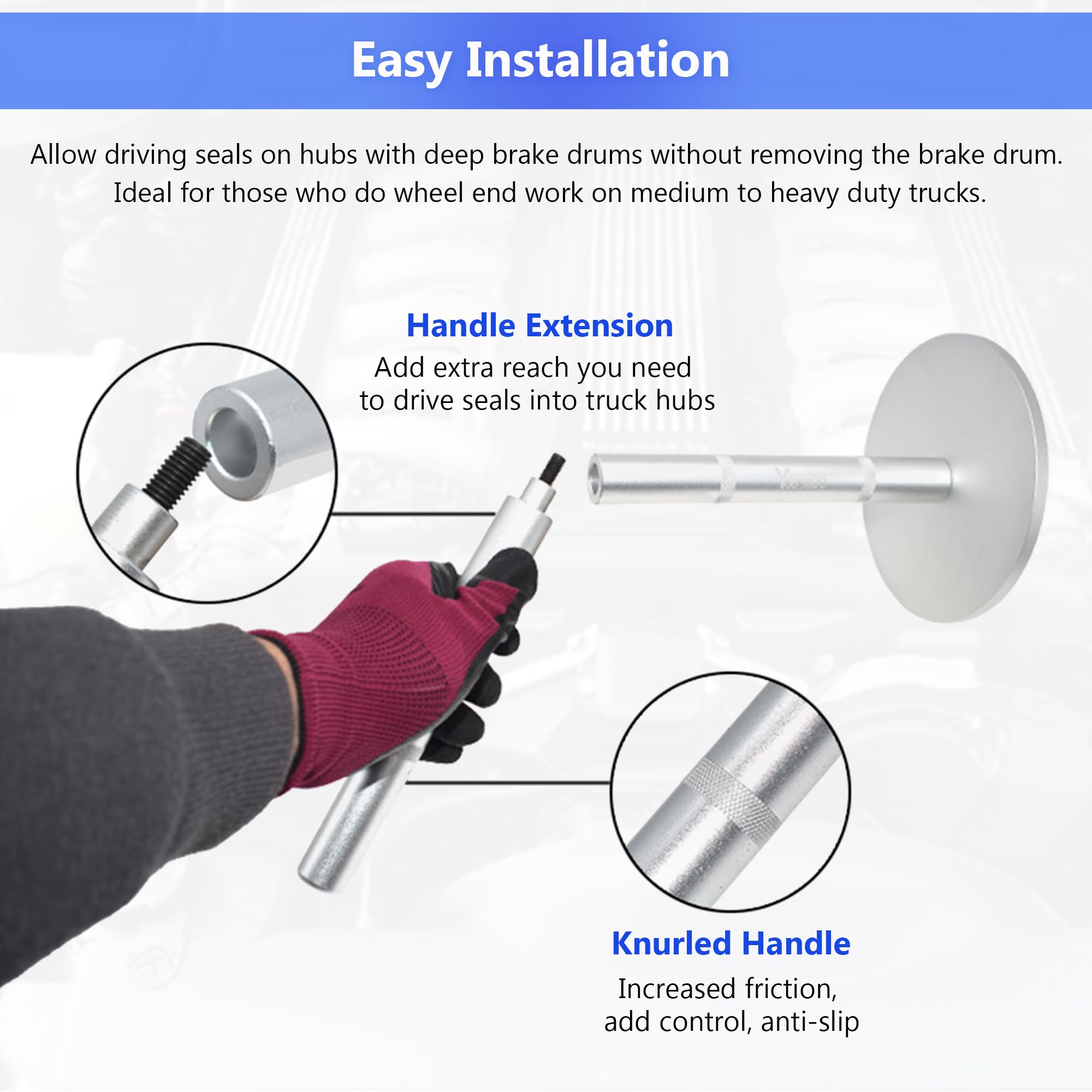 Snapklik.com : Truck Hub Seal Installer Kit, 4-13/16" To 6-5/16" Large ...