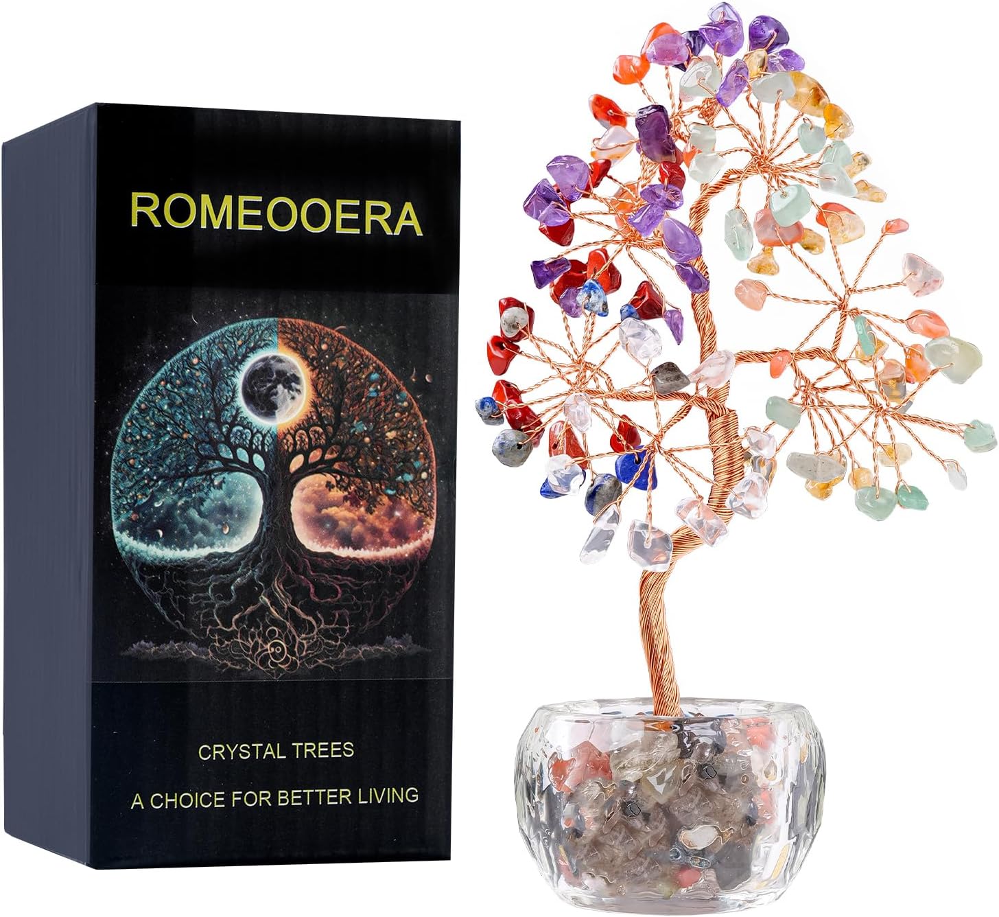 Amazon.com: ROMEOOERA 6 inch Valentine's Day Healing Crystal Tree 7 ...