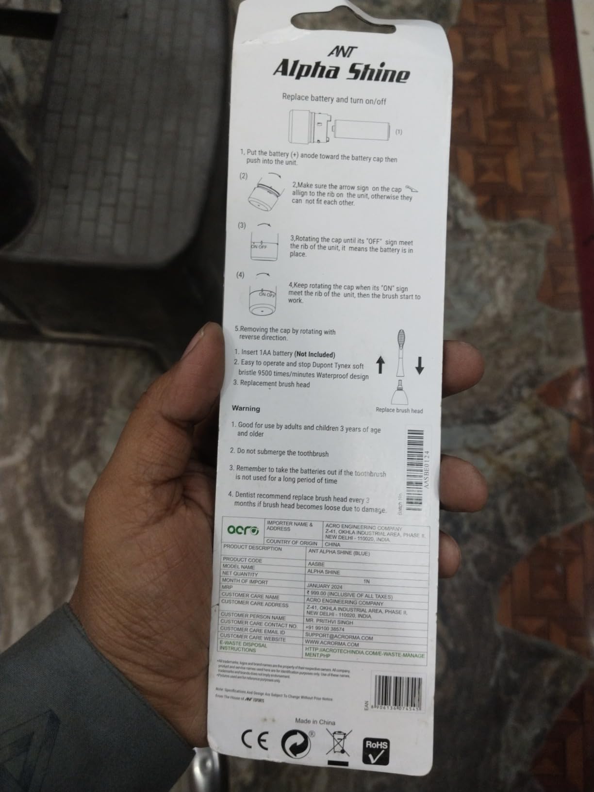 Ant Alpha Shine Electrice Toothbrush - Blue : Amazon.in: Health ...