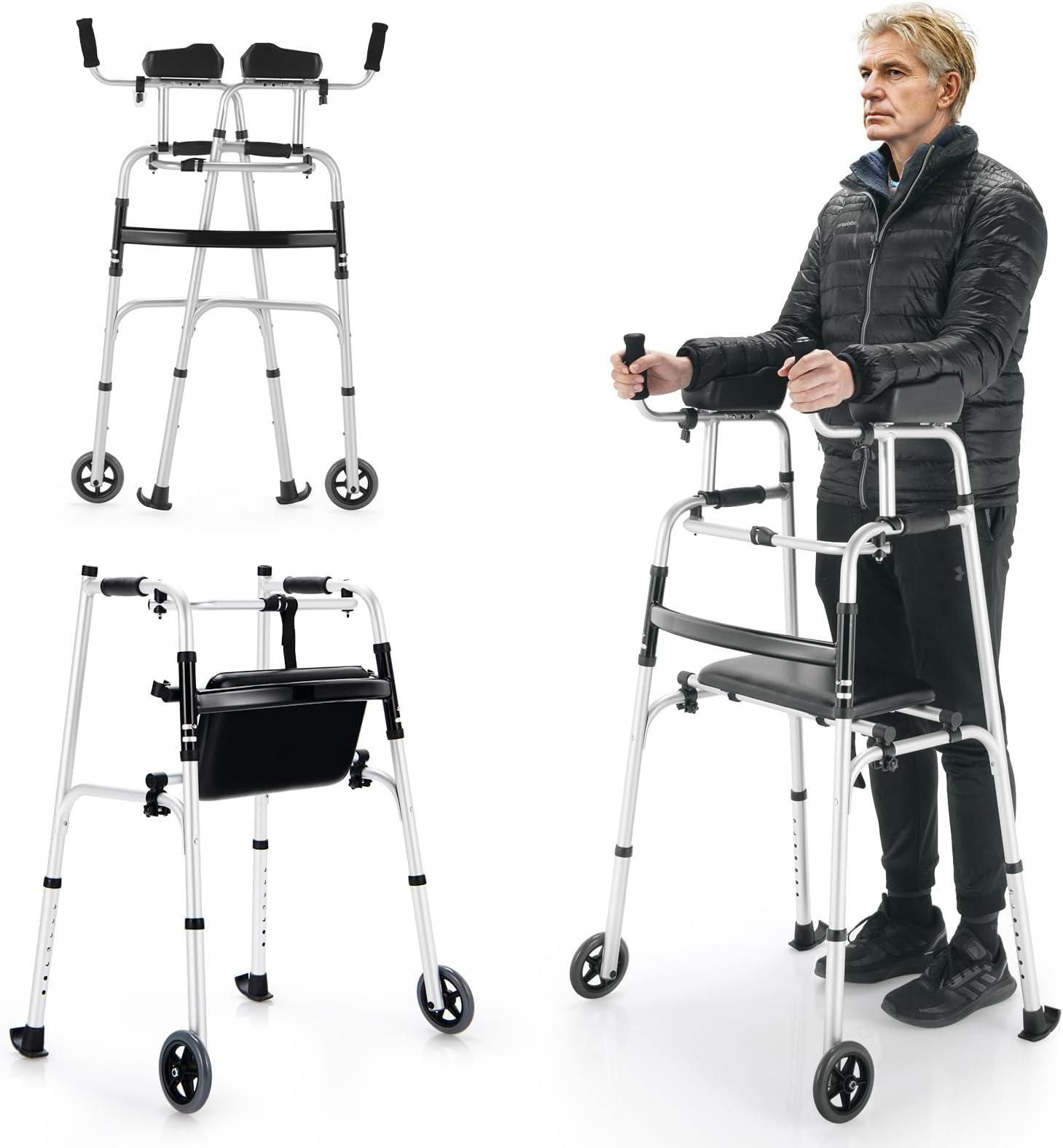 Amazon.com: Toolsempire Folding Walkers for Seniors, Upright Walker ...