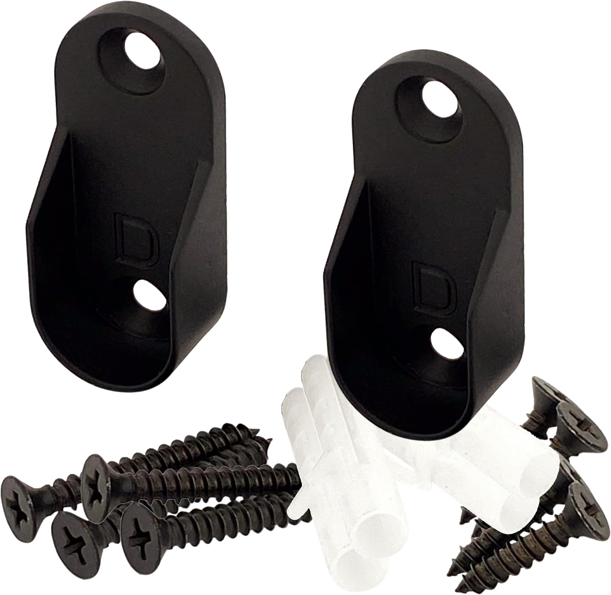 Amazon.com: Alamic Oval Closet Rod End Supports with Mounting Screws ...