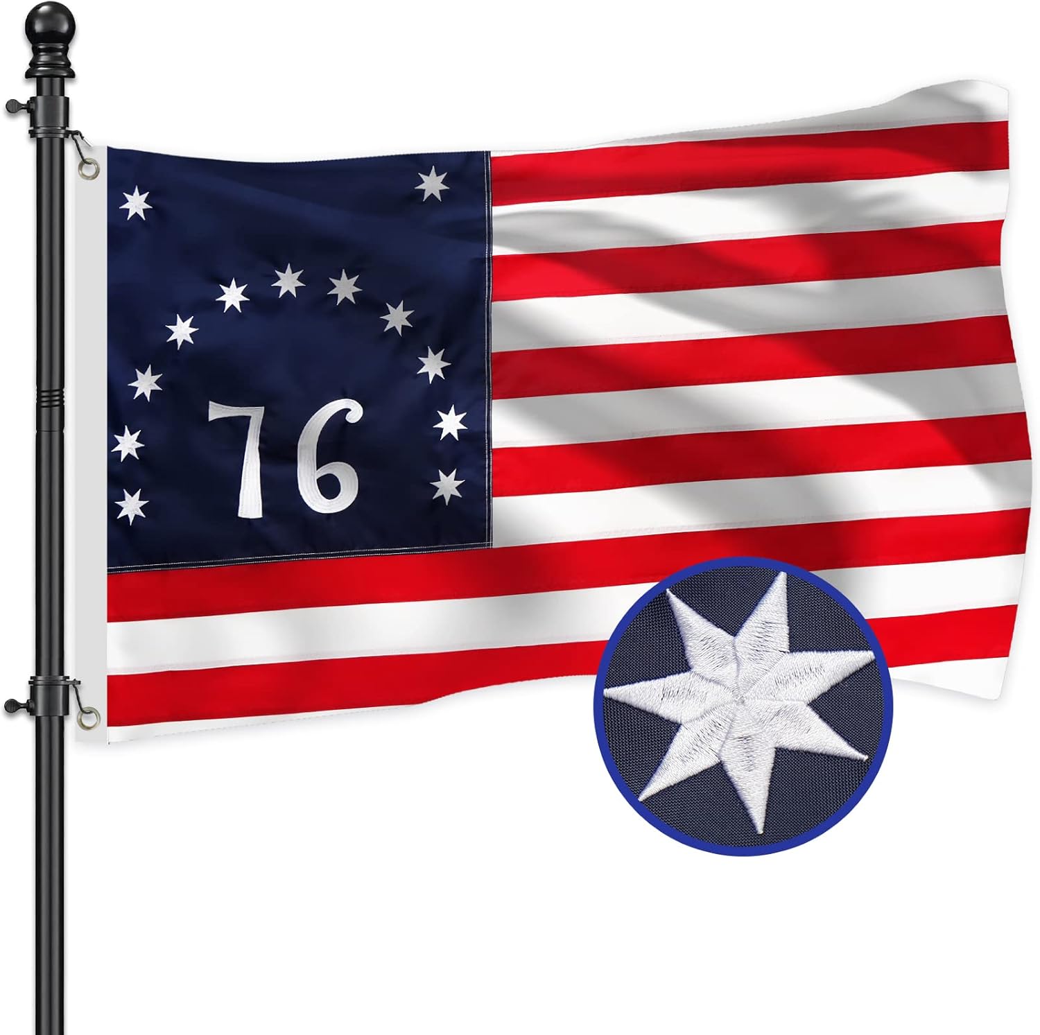 Amazon.com : AZCOVER Bennington 1776 Flag, 3x5 USA 76 Flags Embroidered ...