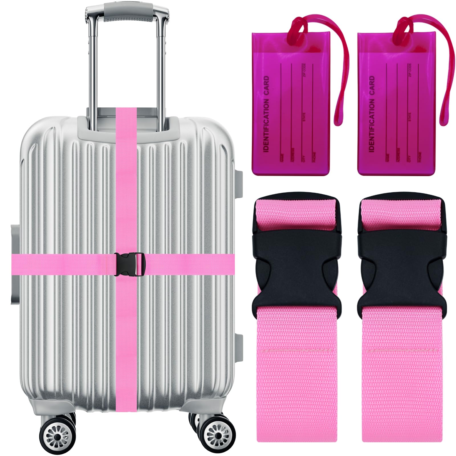 Amazon.com: 4 Pack Luggage Straps Suitcase Tags Set,Adjustable Suitcase ...