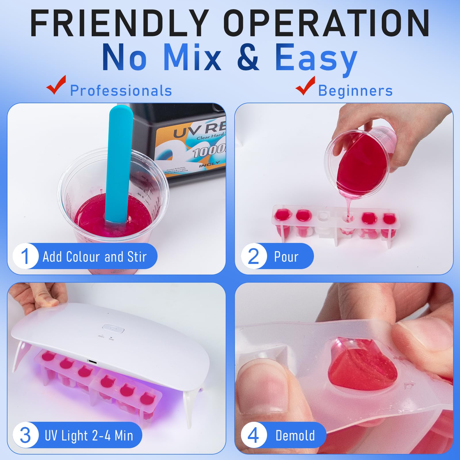 Snapklik.com : UV Resin 1000g, Crystal Clear UV Cure Resin, High ...