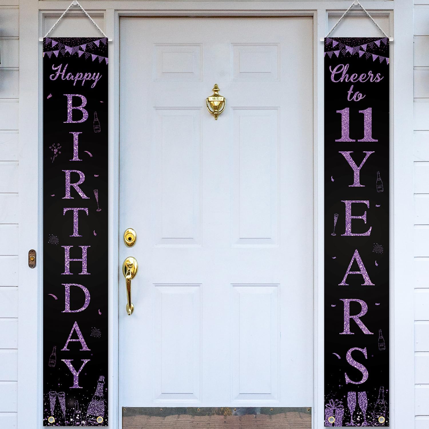 Amazon.com: Happy 11th Birthday Door Banner Porch Sign Purple, Cheers ...