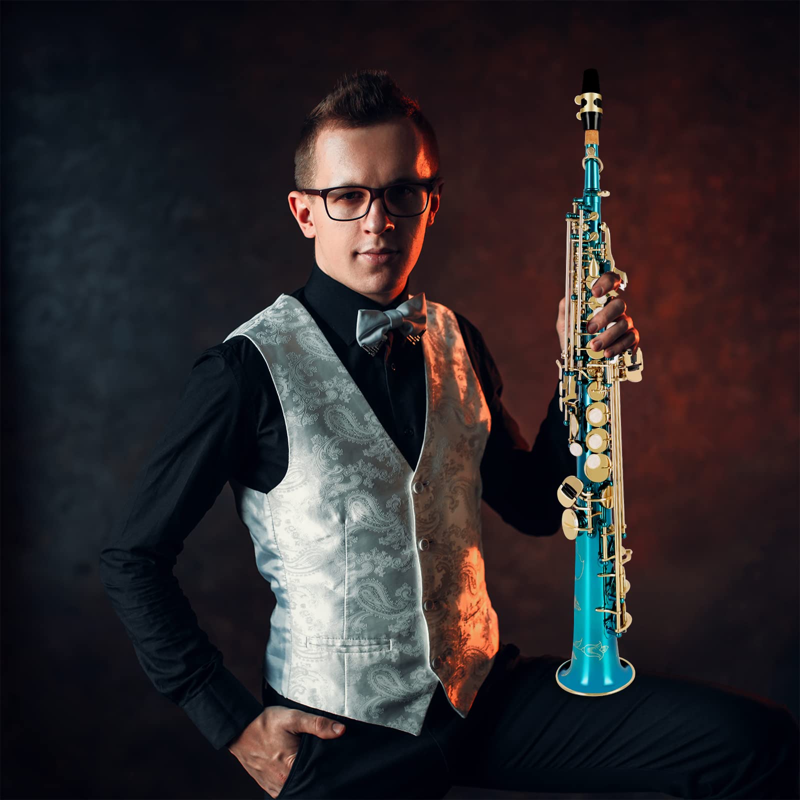 EastRock Bb Soprano Saxophone Straight Sax Instruments for Beginners ...