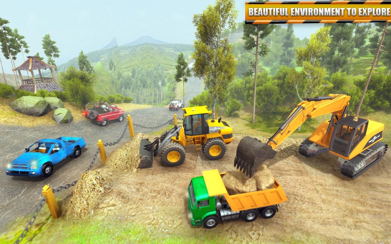 Uphill Road Builder Construction Game: Crane Driving Excavator City Building Simulator - App on ...