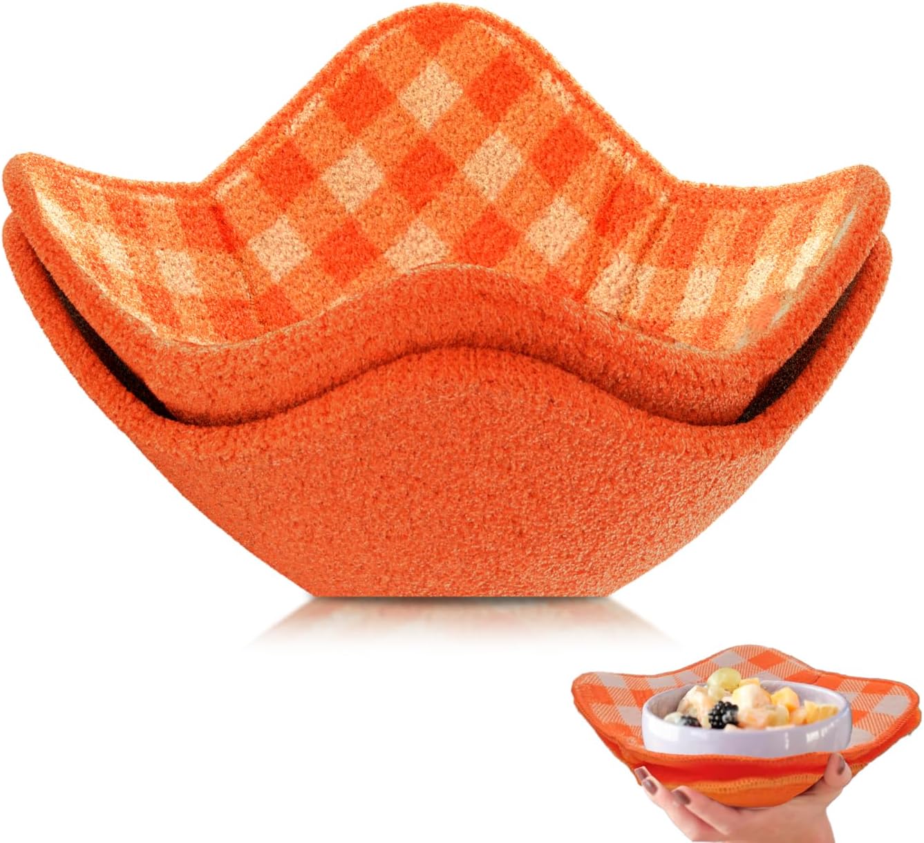 Amazon.com: ULVEOL Set of 2 Orange White 7" sq. x 4" H Soup Cozy ...