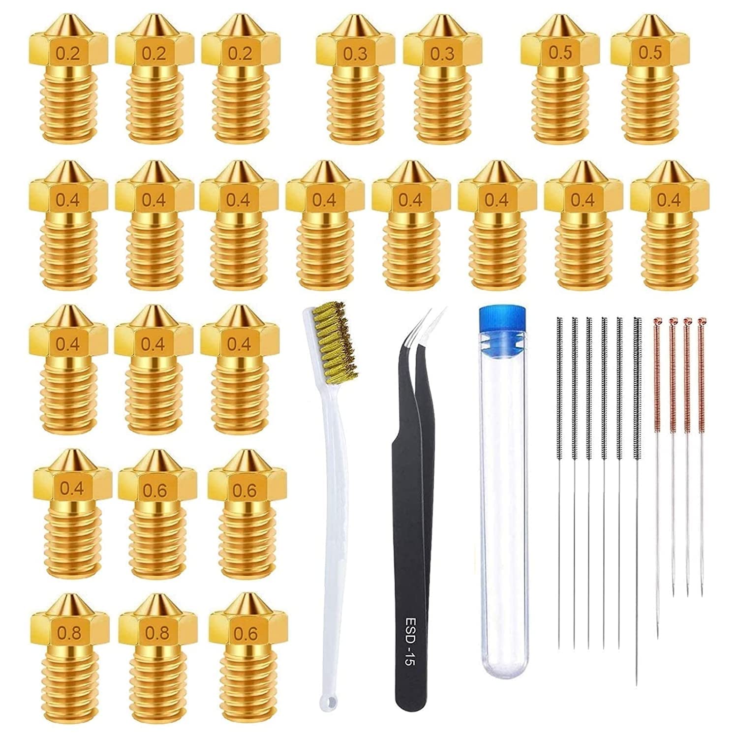 3D Printer Nozzles E3D-V6 Nozzle Set Extruder Nozzle for 1.75 mm ...