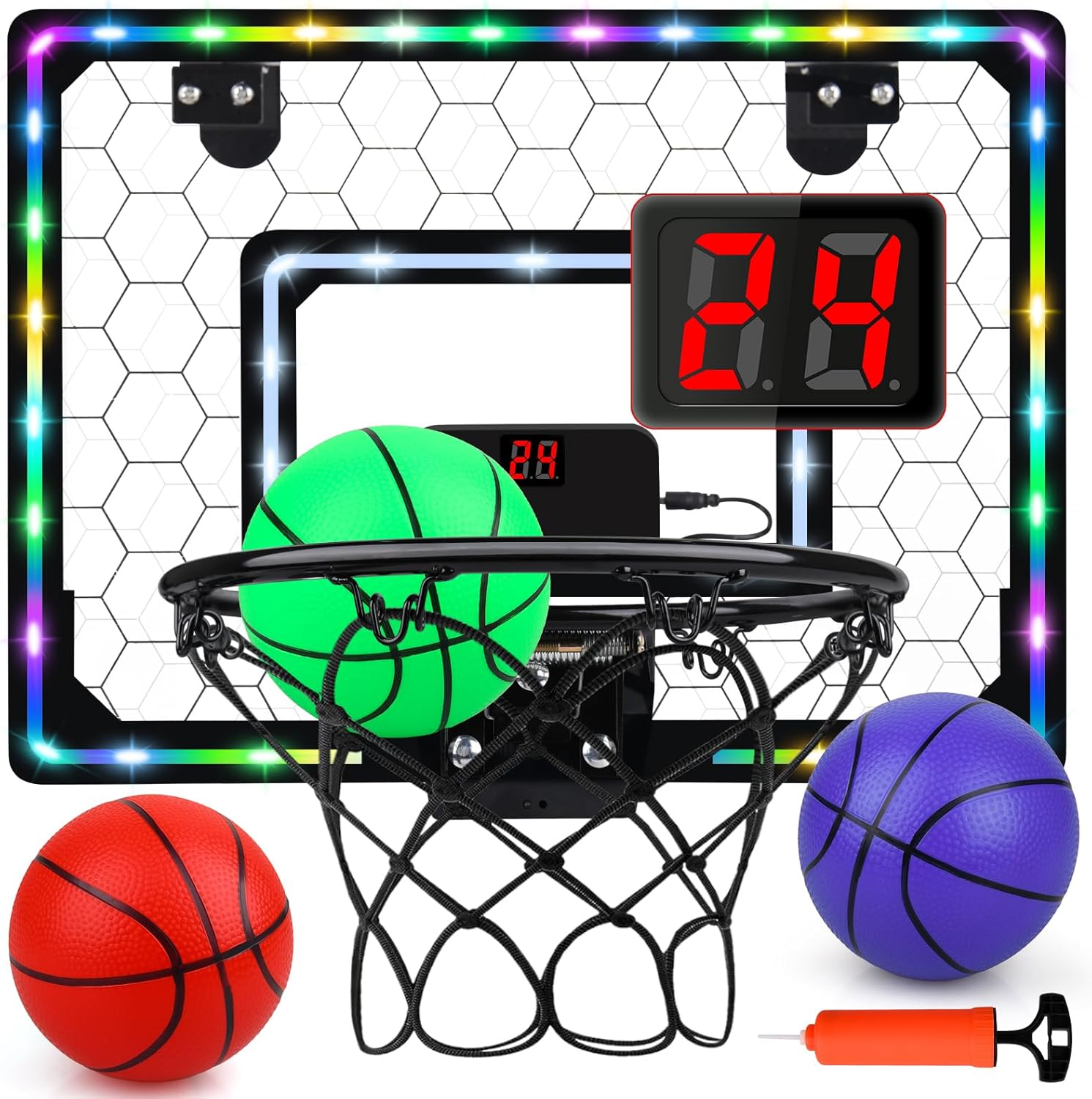 Amazon.com: Basketball Hoop Indoor,Mini Hoop with LED Light/Scoreboard ...