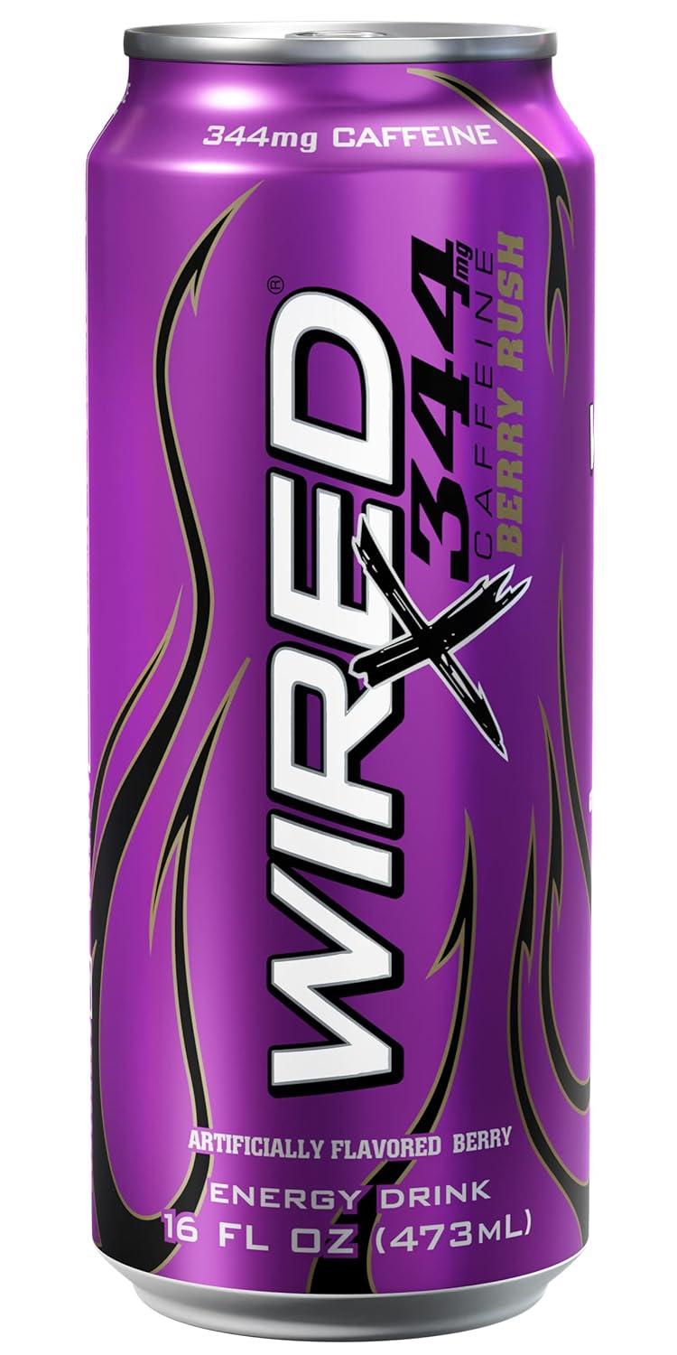 Amazon.com : Wired Energy Drinks Extreme Energy, X-344 Berry Rush, 16 ...