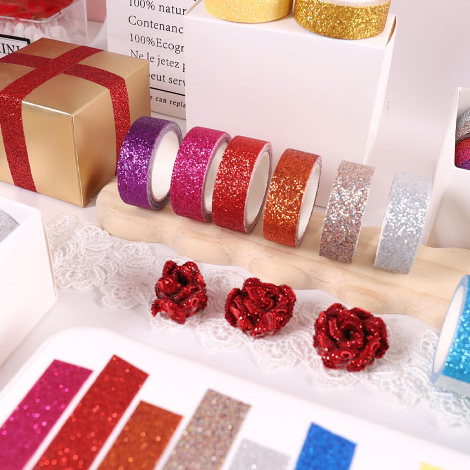 Glue Tape Roller DIY Glitter Washi Tape Set - 12 Rolls Sparkle ...