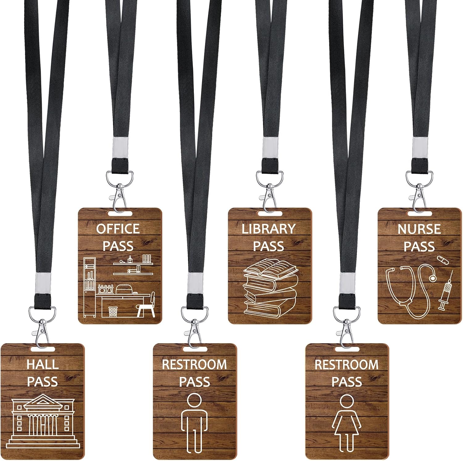 Amazon.com: Sabary 6 Sets Hall Pass Lanyards and School Passes Set ...