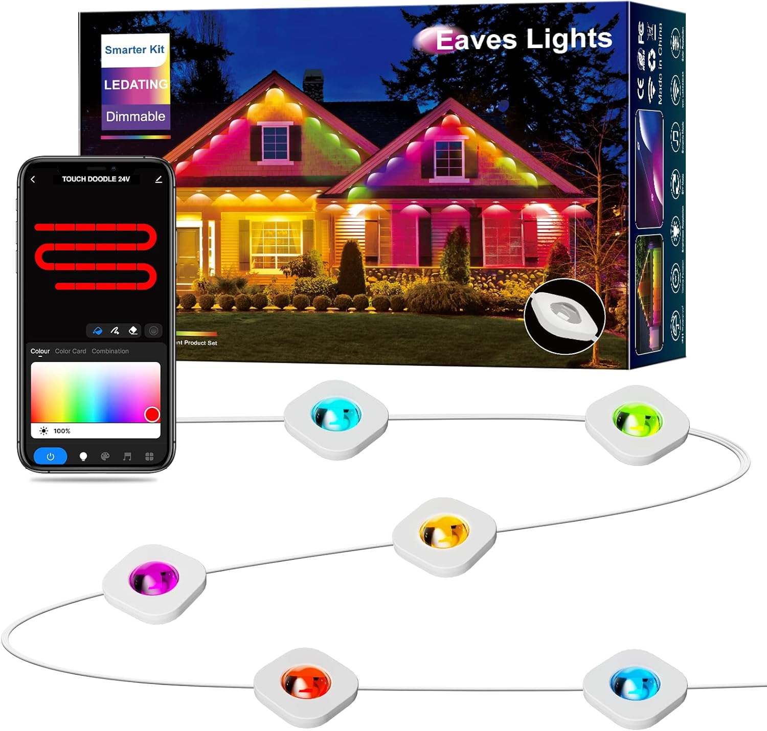 LEDATING Permanent Outdoor Lights, 100ft RGB LED Permanent Outdoor ...