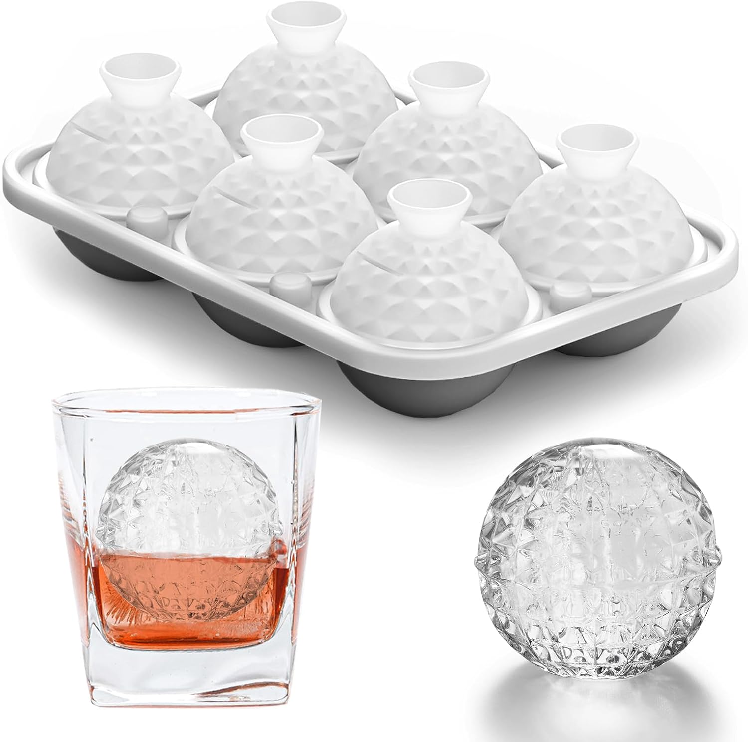 Amazon.com: Nax Caki 3D Ball Crystal Ice Cube Tray, Large Ball Silicone ...