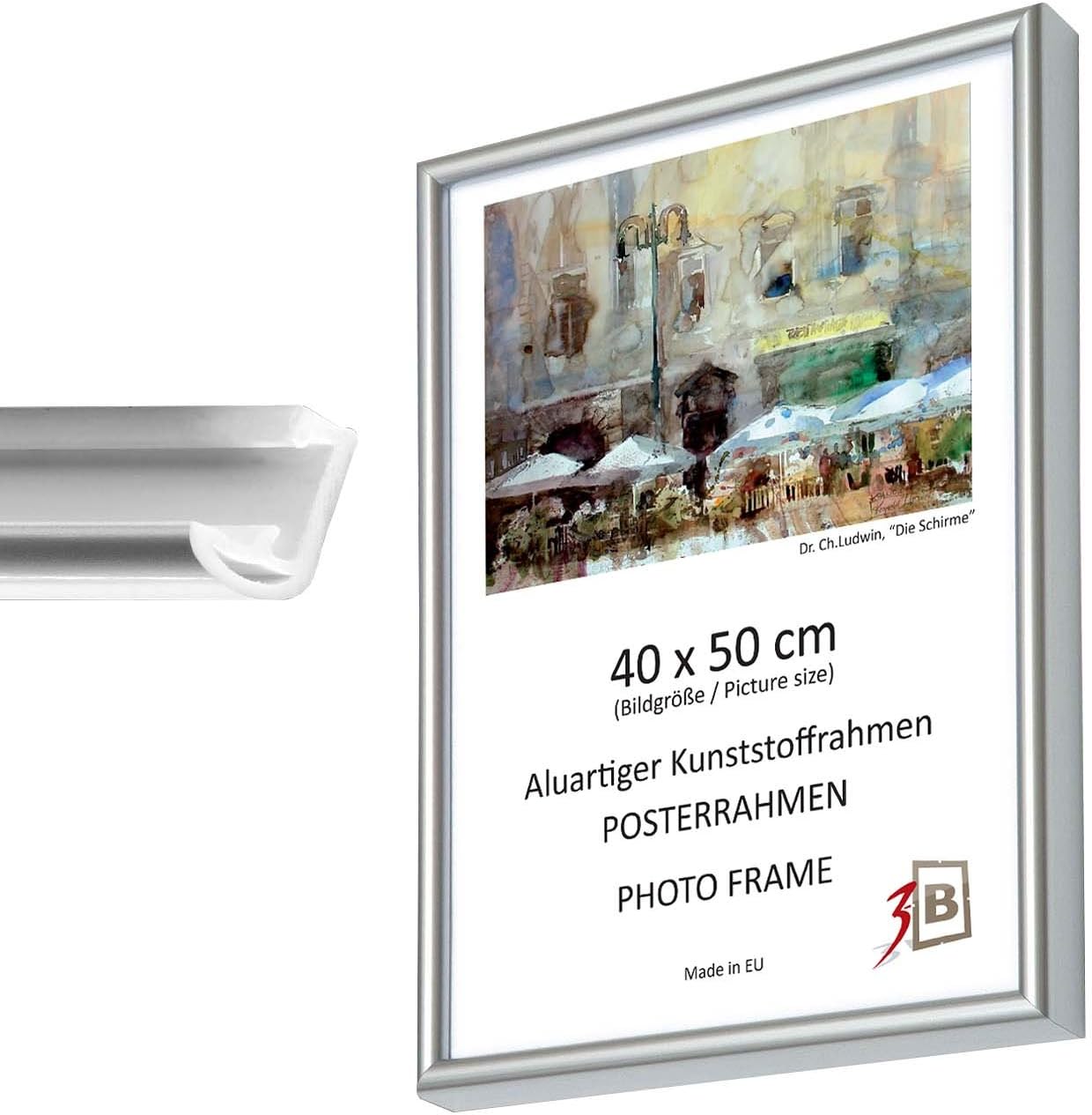 POSTER - 60x80 cm – plata - de plástico marco de fotos, de afiche ...