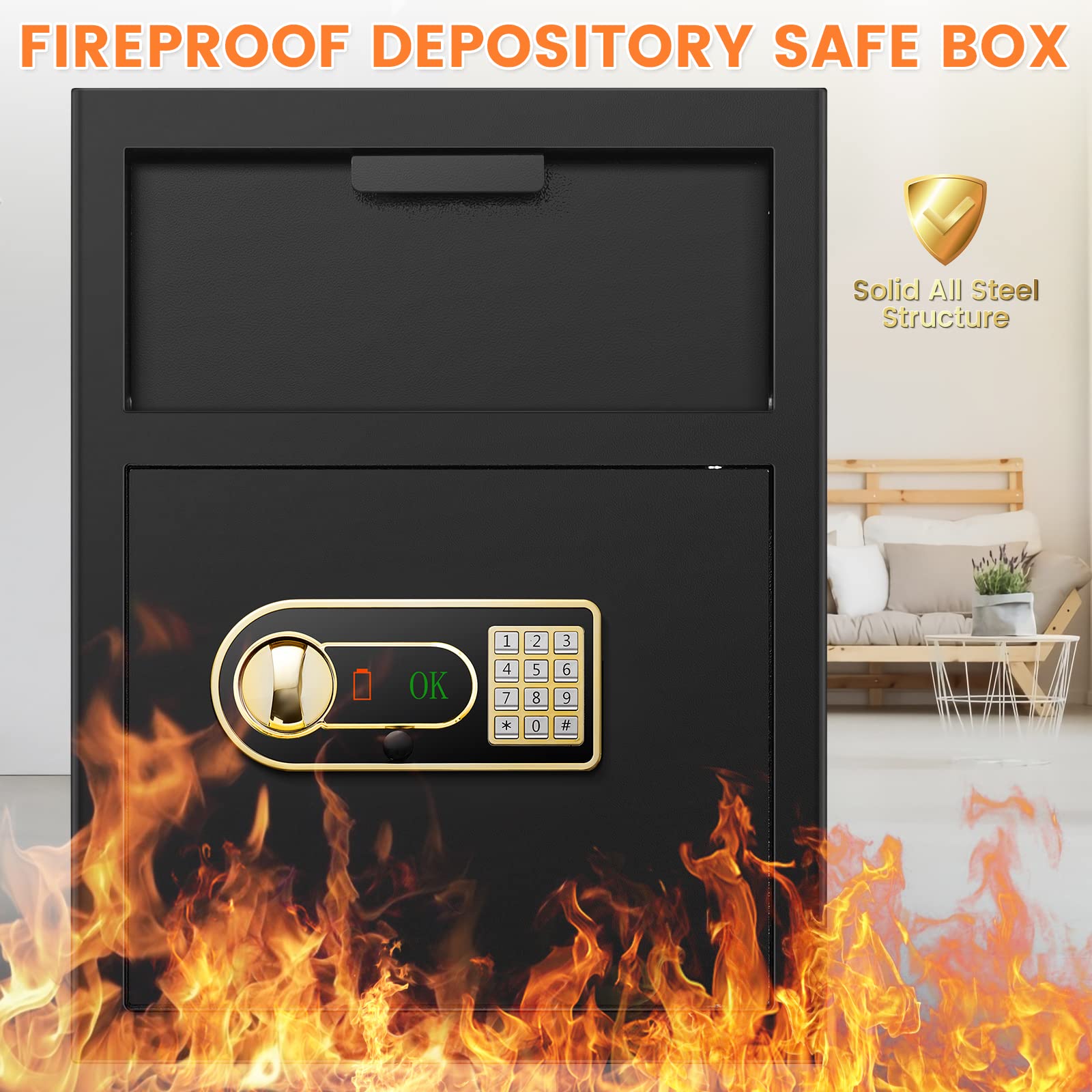 Snapklik.com : 2.6 Cubic Fireproof Depository Safe