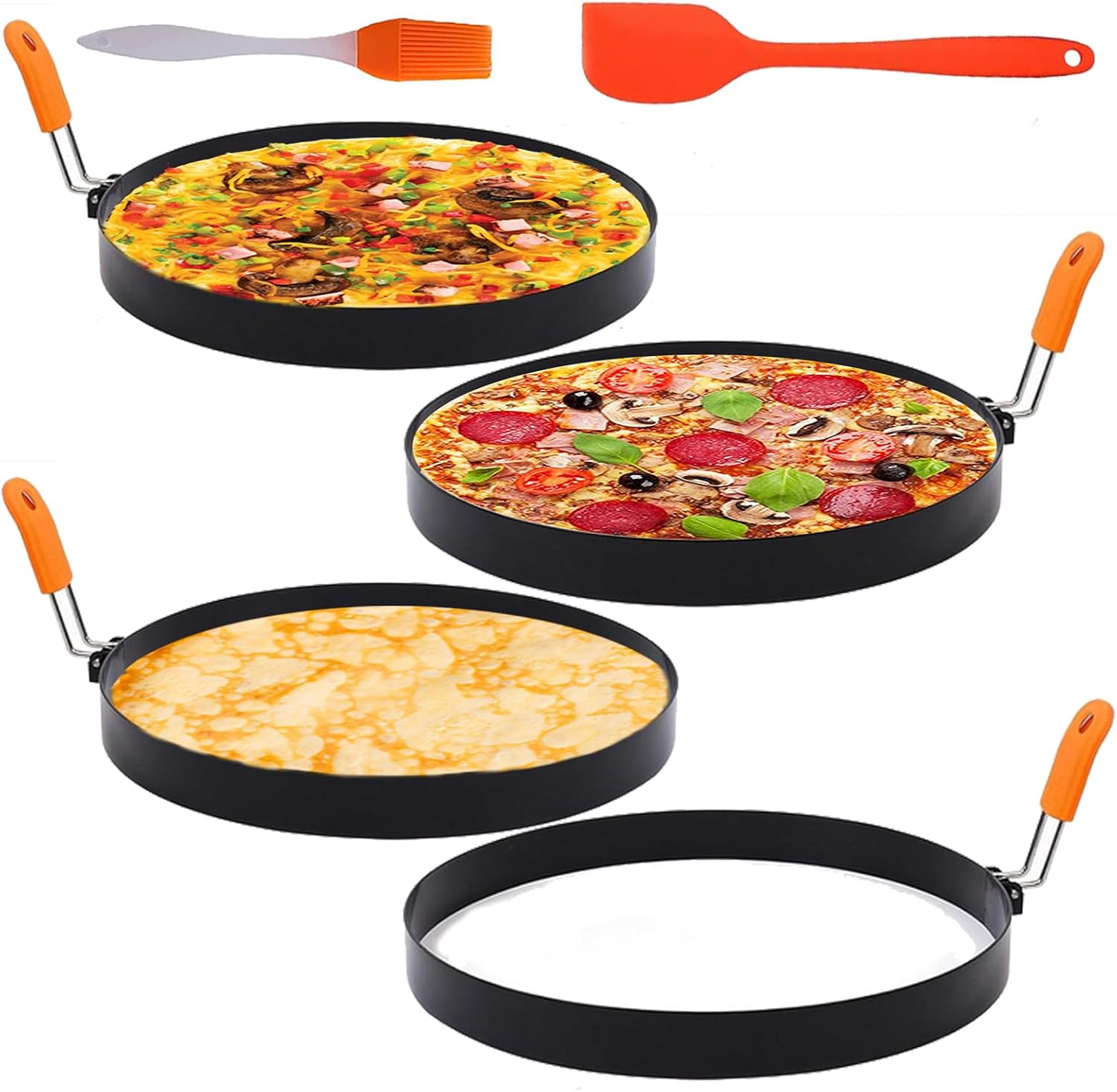 Amazon.com: 4 Packs Large 8 Inch Omelette Ring for Griddle, Non-Stick ...