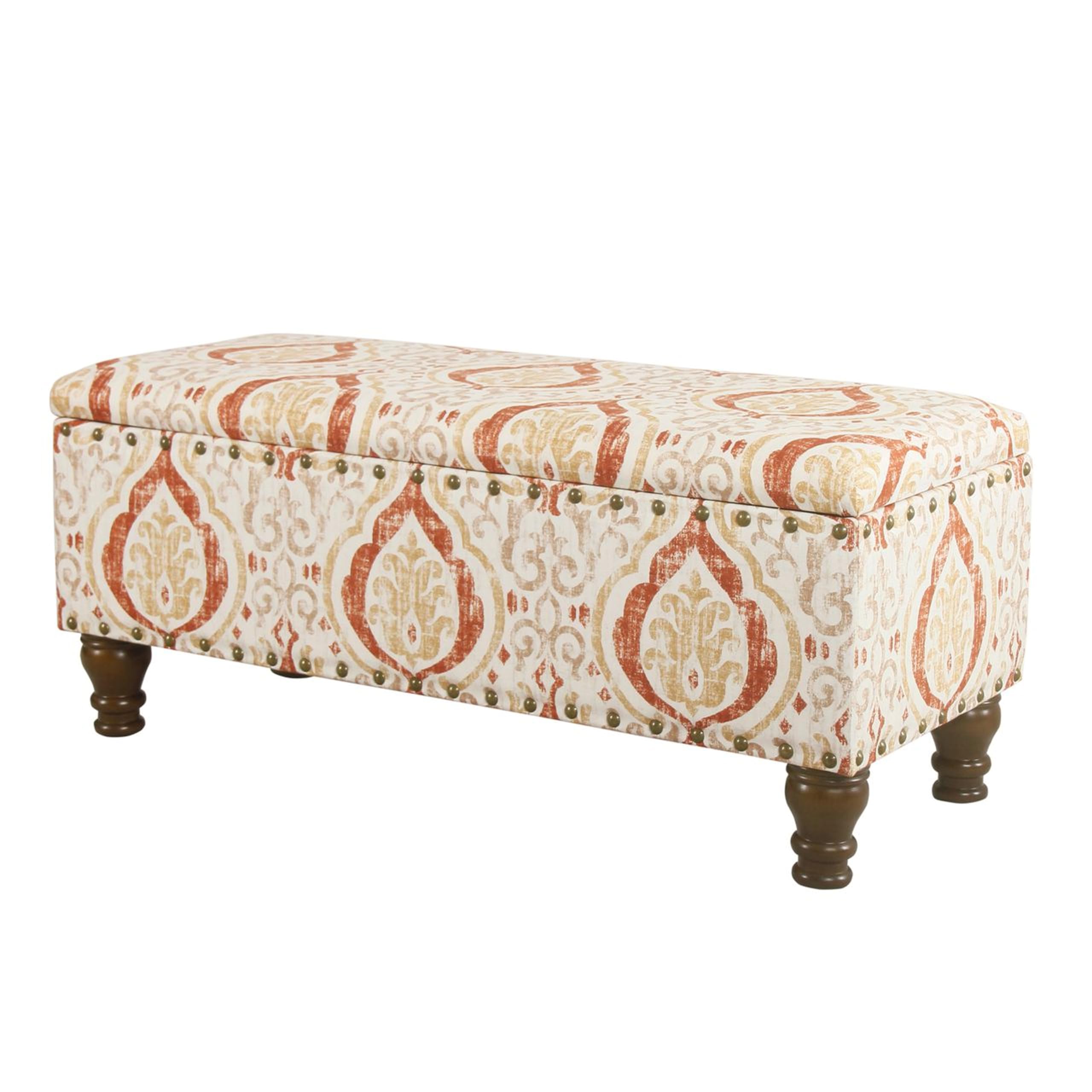 Amazon.com: HomePop Large Storage Bench with Nailhead Trim -Orange and ...