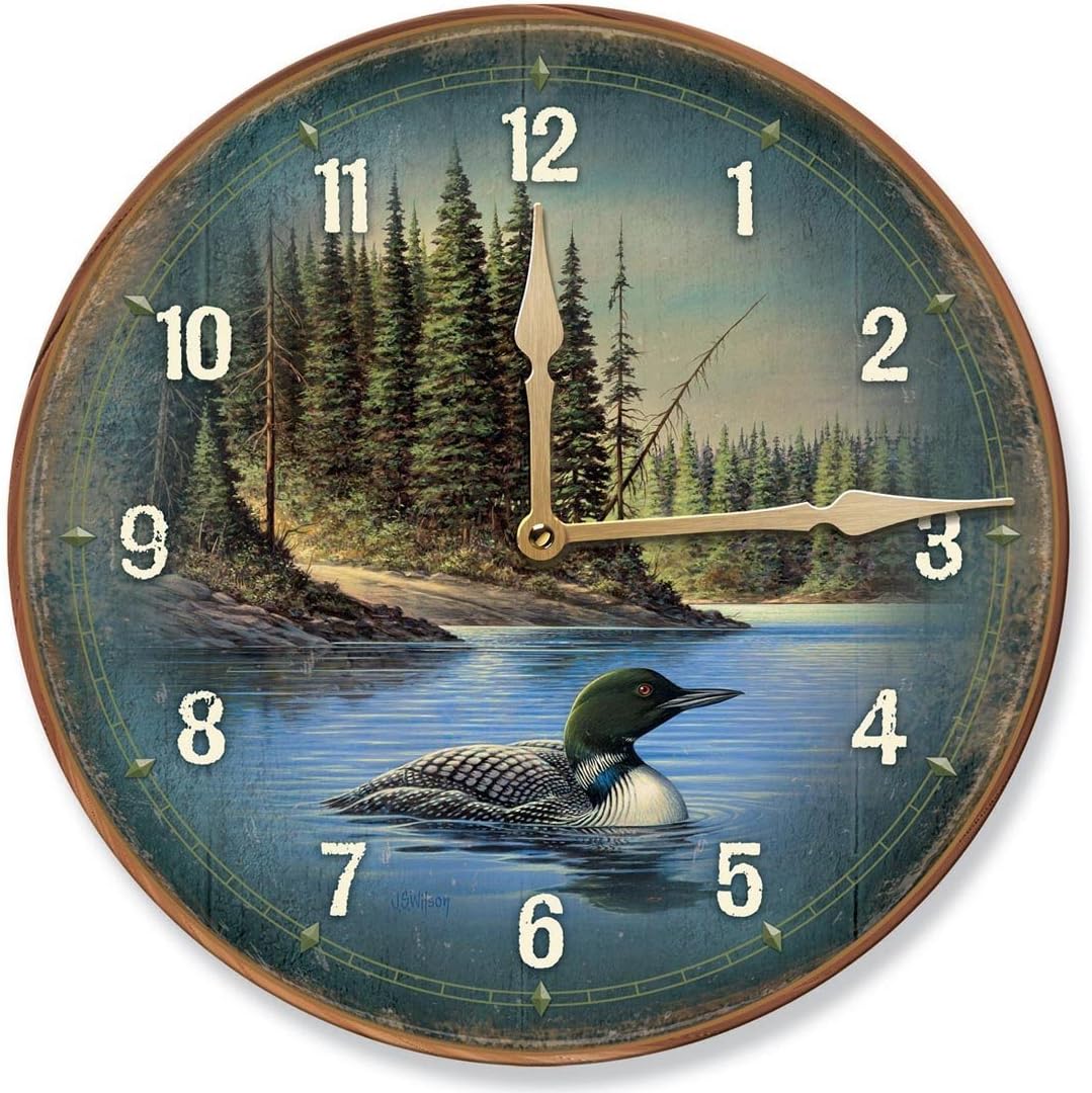 Amazon.com: Northern Retreat - Loon Round Clock by John S Wilson : Home ...