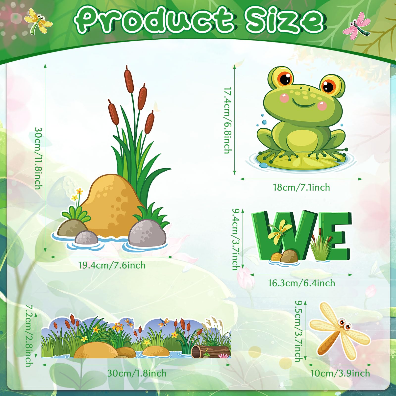 Snapklik.com : 68 Pcs Frog Bulletin Board Set Spring Summer Classroom ...