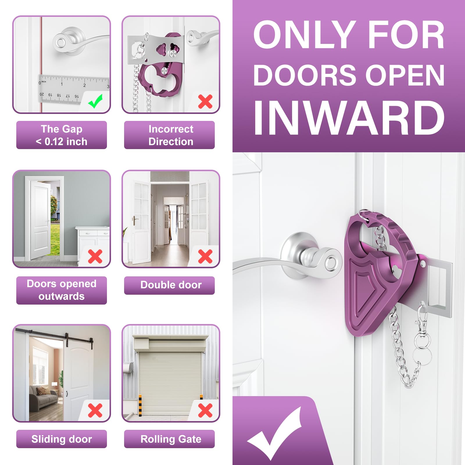 Snapklik.com : Portable Door Lock For Travelers, Sturdy Metal Hotel ...