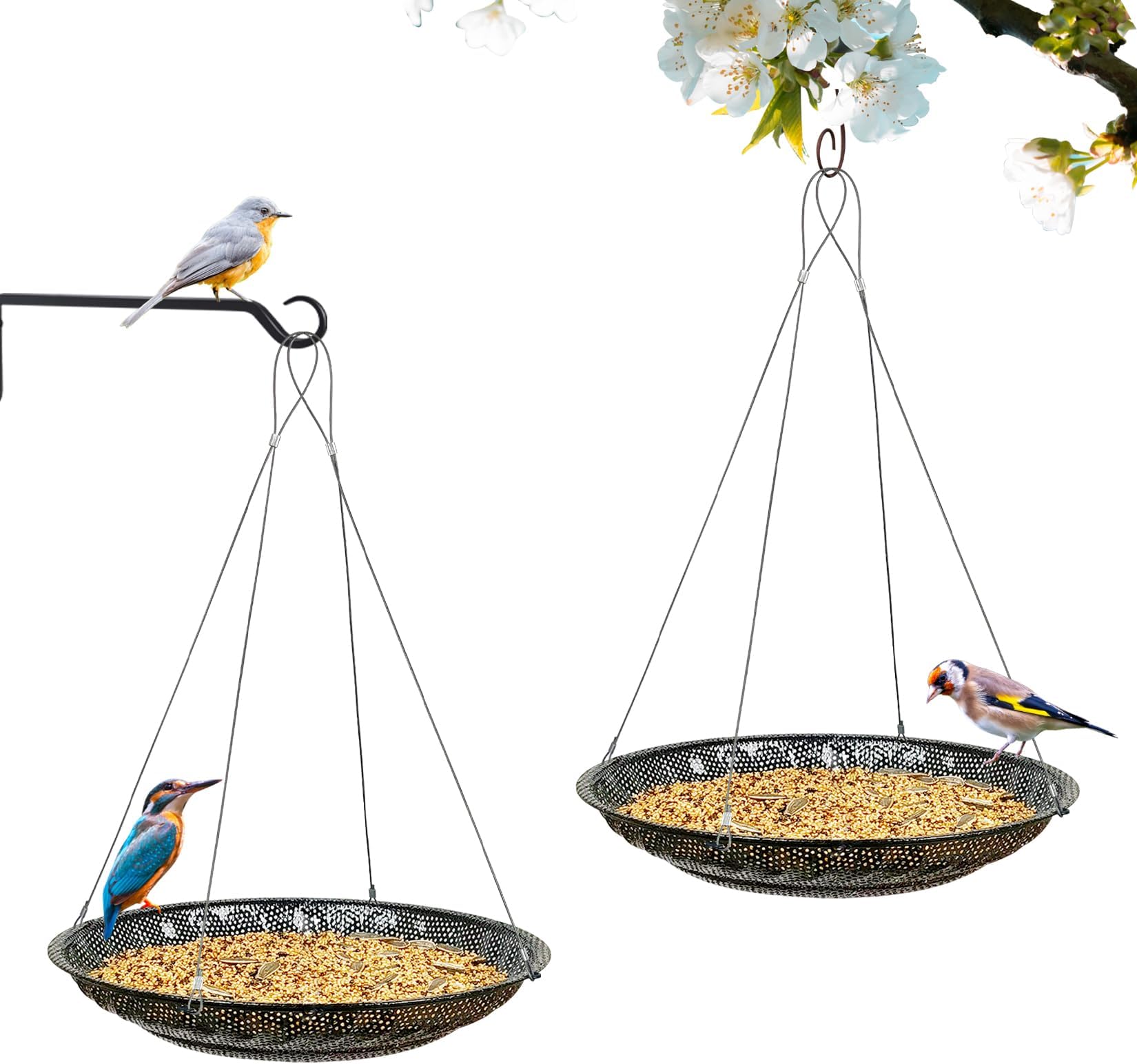 Amazon.com : Gray Bunny Hanging Bird Feeder Tray with Strong Double ...