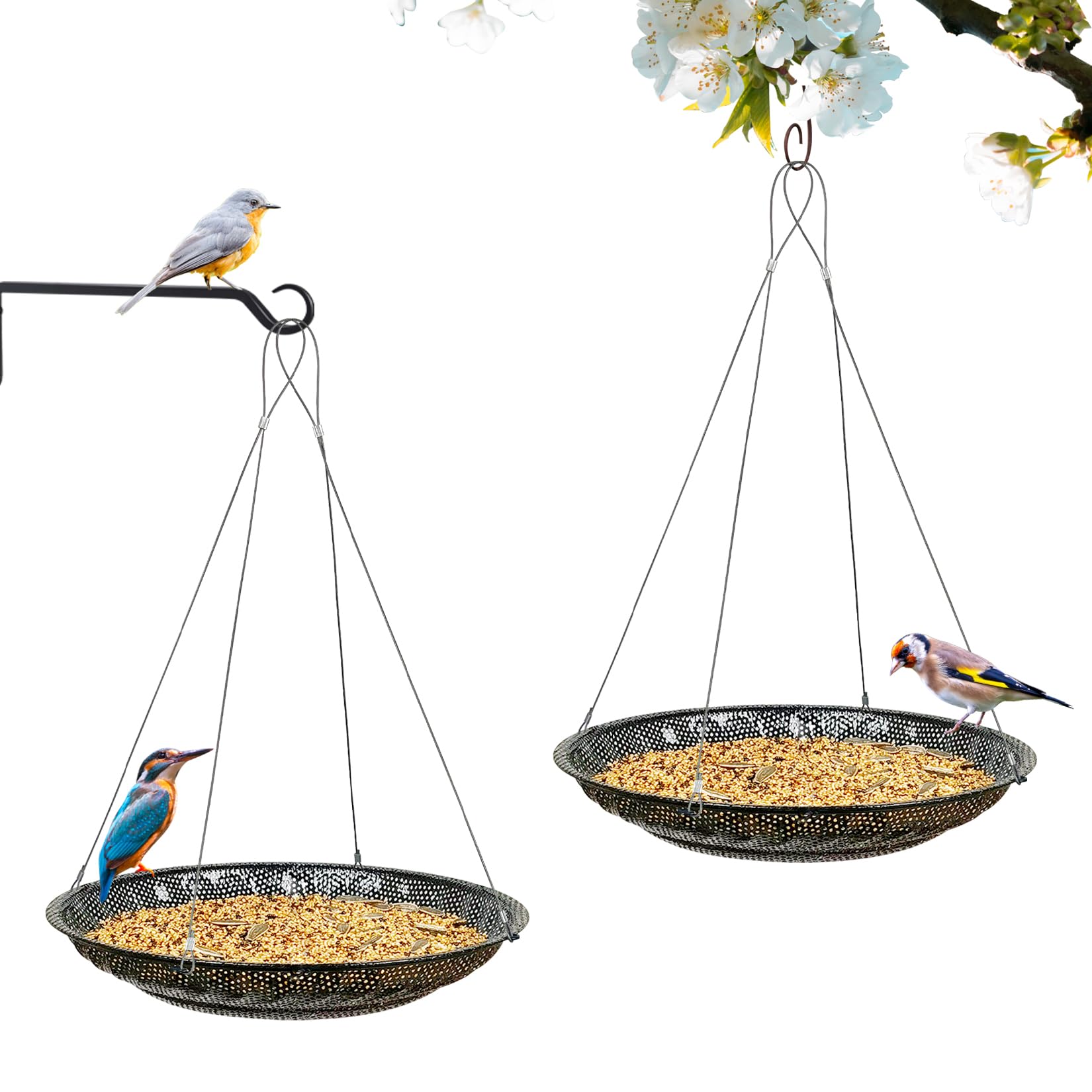 Amazon.com : CQAIRIOU Upgraded Hanging Bird Feeder Tray (2 Sets),11.8 ...