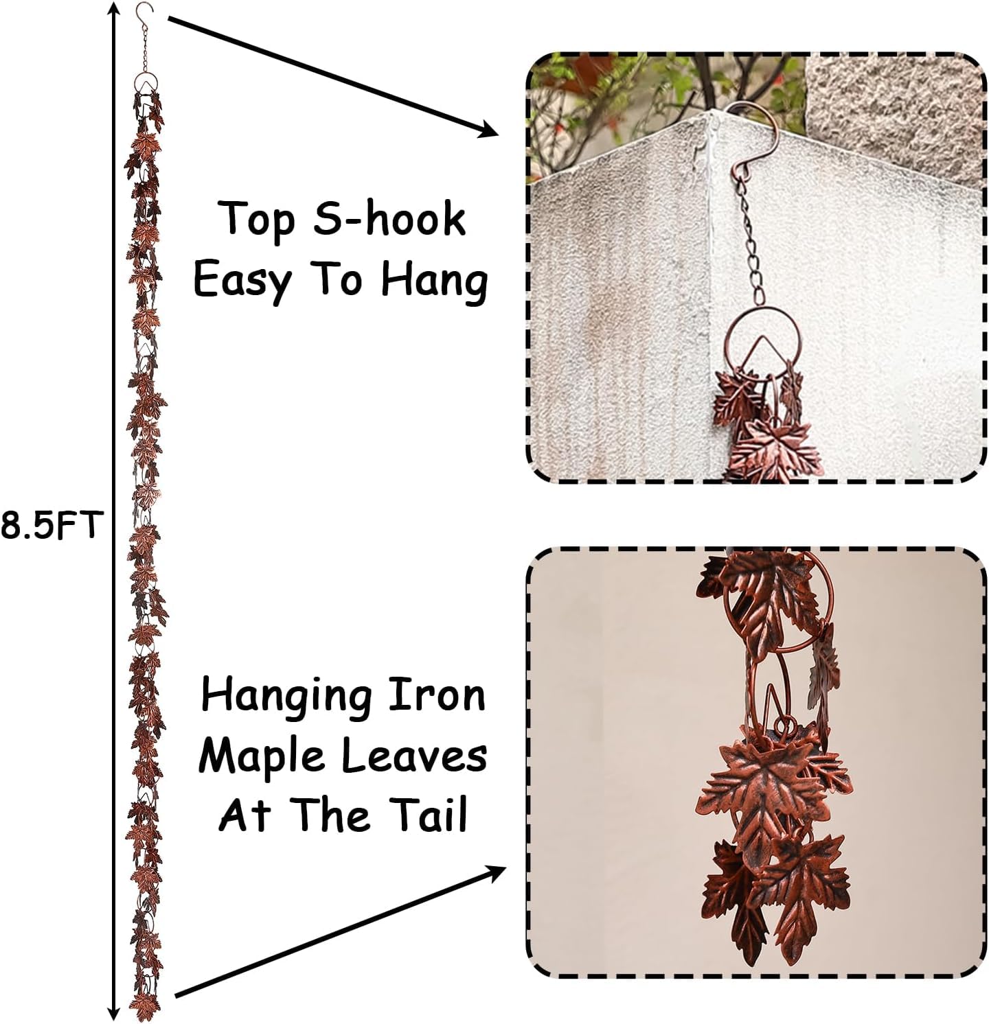 Snapklik.com : Maple Leaf Rain Chain, 8.5 Feet Rain Chains For Gutters ...