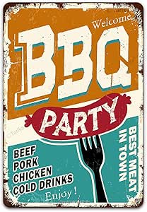 Amazon.com : BBQ Barbecue Tin Signs, BBQ Party Beef Pork Chicken Cold ...