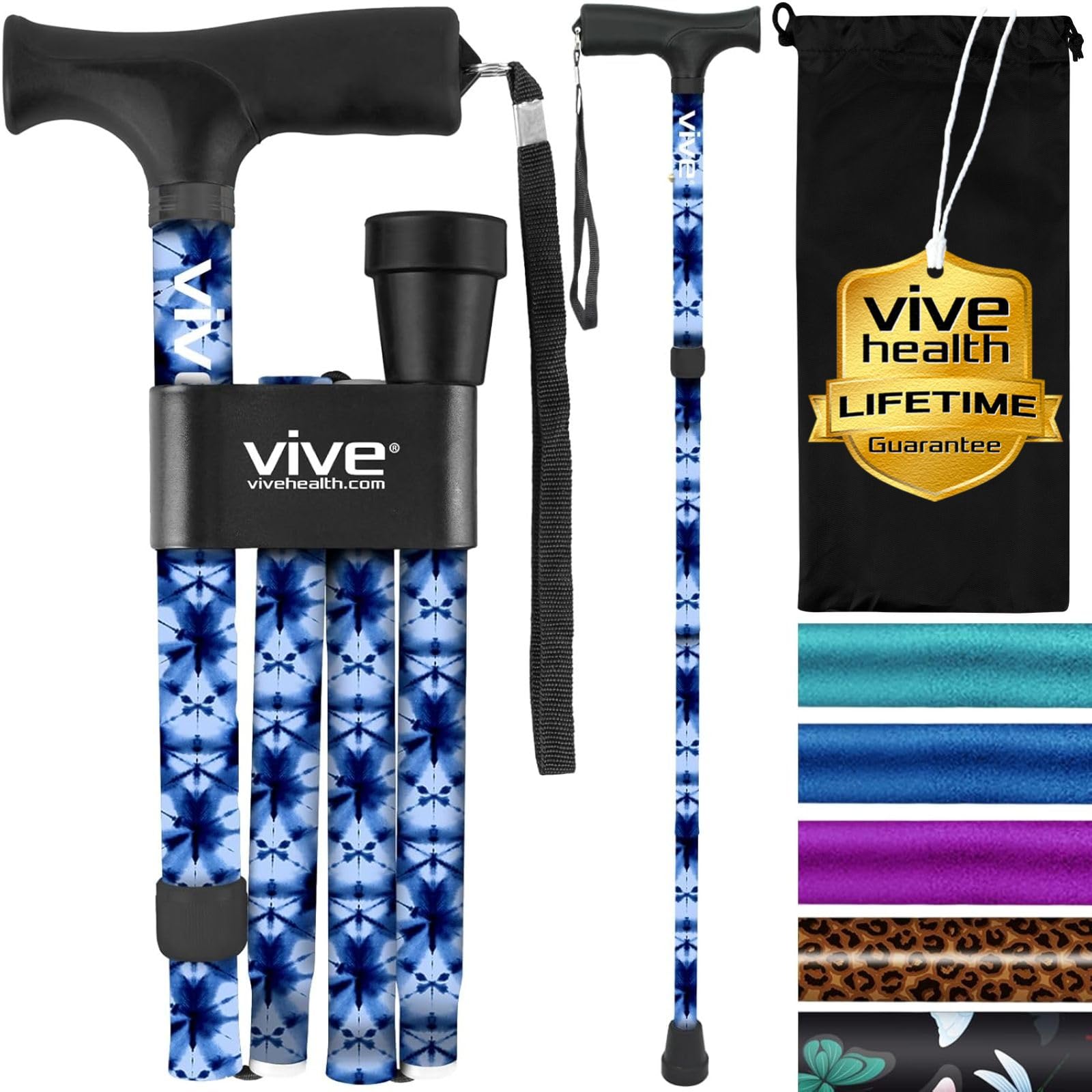 Amazon.com: Vive Folding Cane - Foldable Walking Cane for Men, Women ...